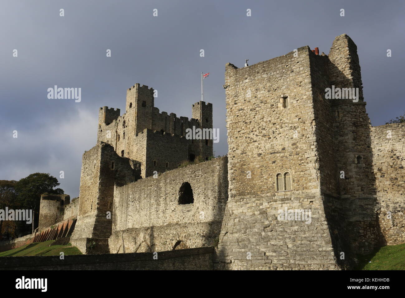 Exterior of ruin of Rochester Castle Rochester Kent UK October 2017 ...