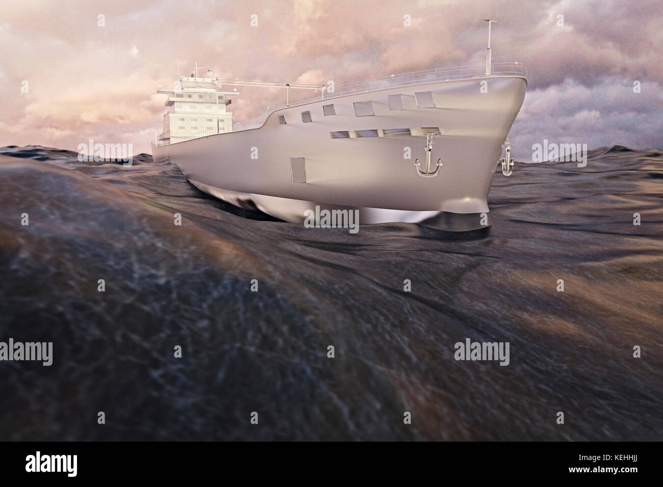 Glass cargo ship on ocean waves Stock Photo - Alamy