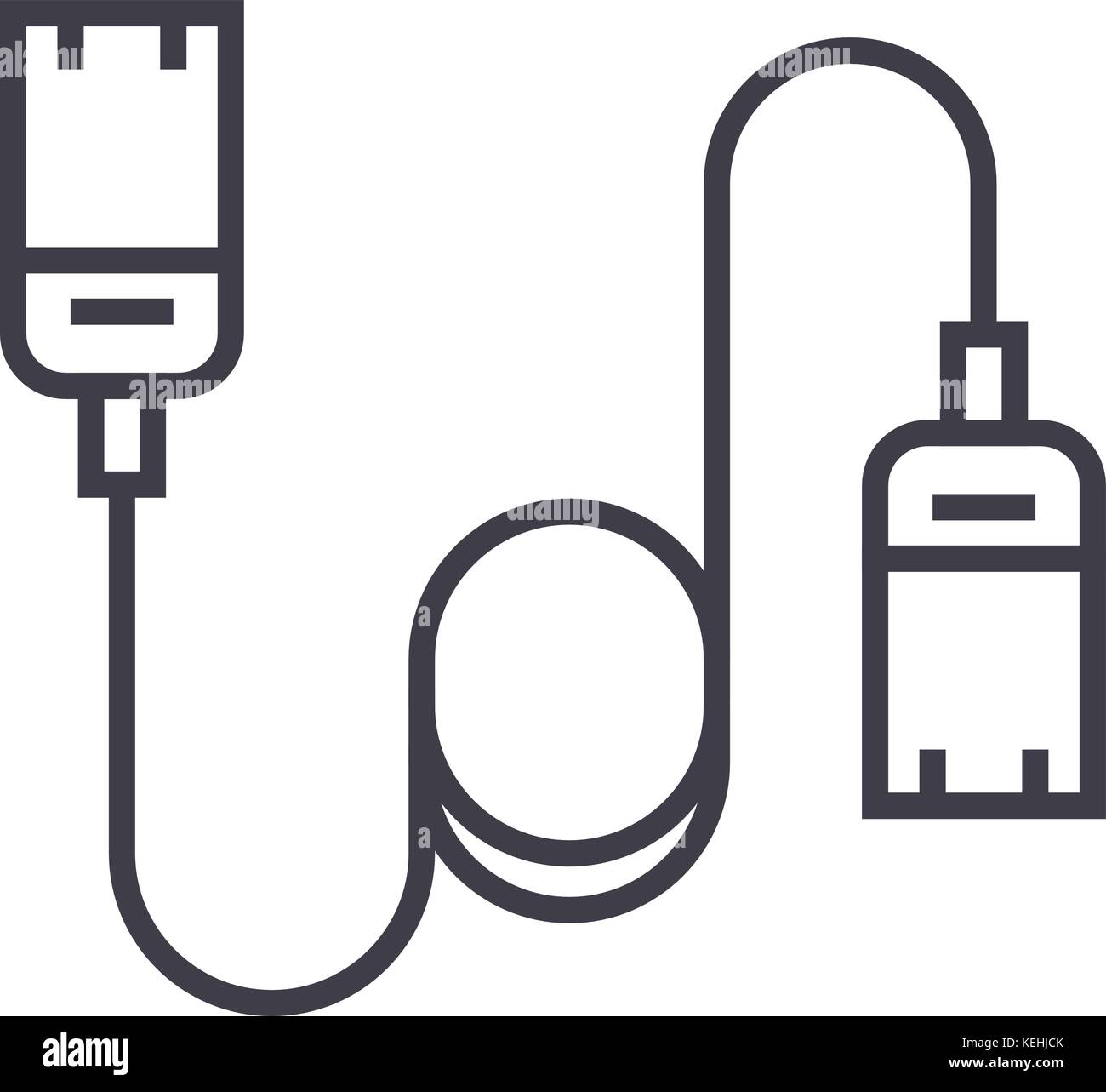 computer cable,ethernet vector line icon, sign, illustration on ...