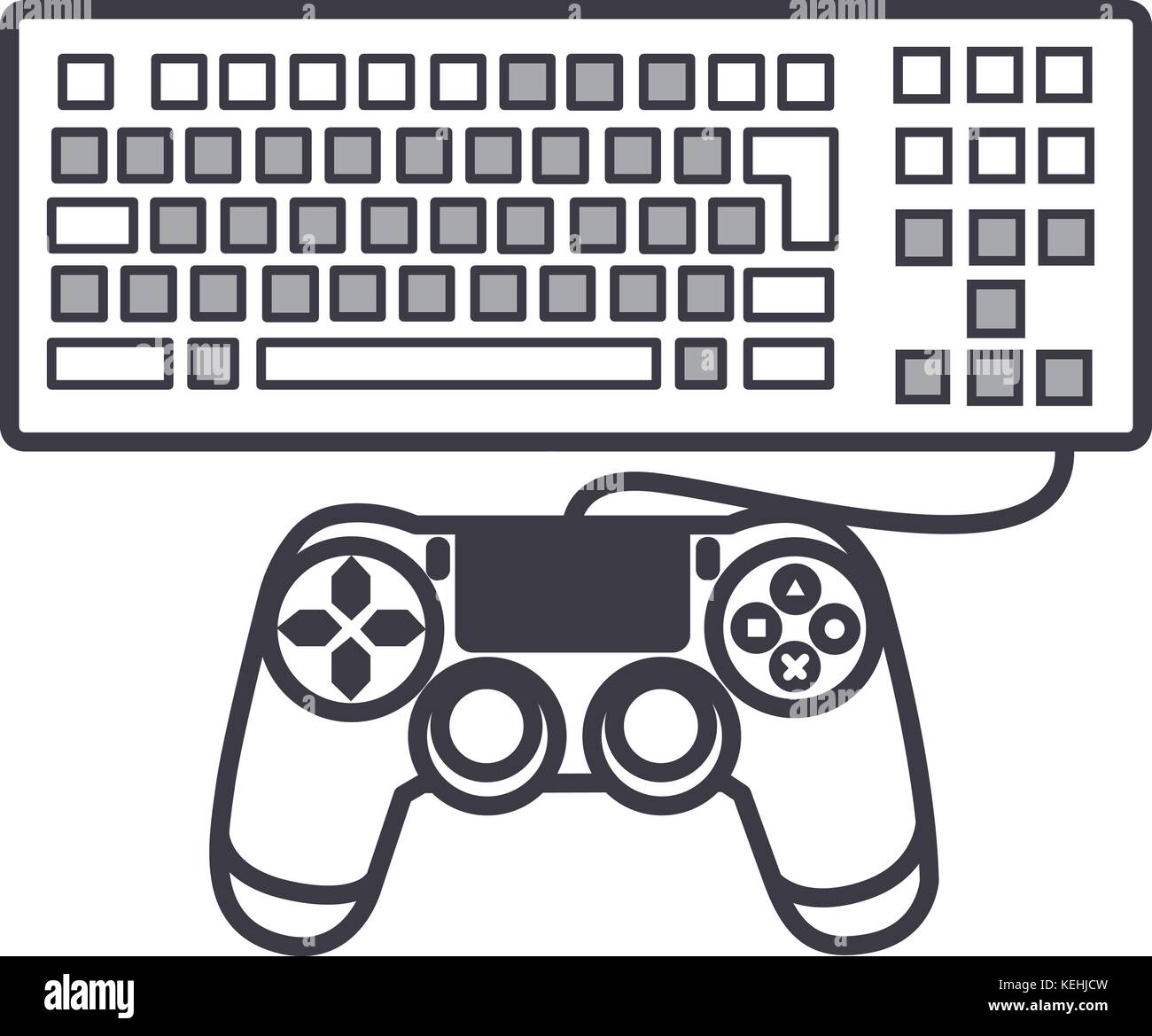 computer game vector line icon, sign, illustration on background ...