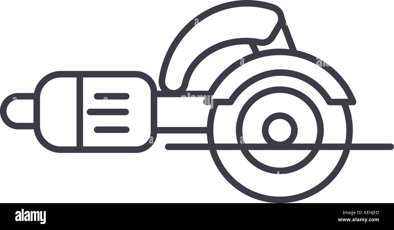 construction tools,jigsaw cutter vector line icon, sign, illustration ...