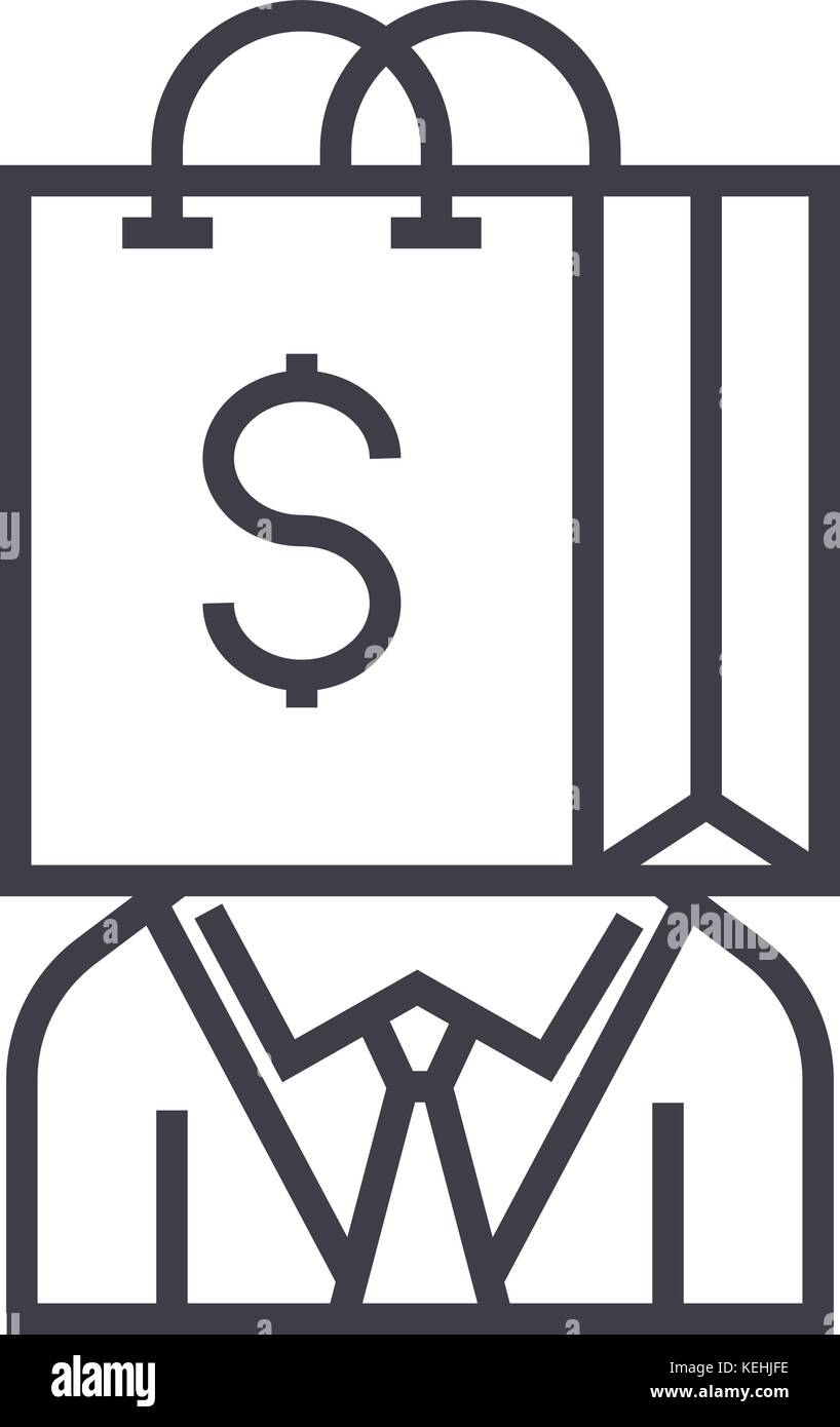 consumerism vector line icon, sign, illustration on background ...