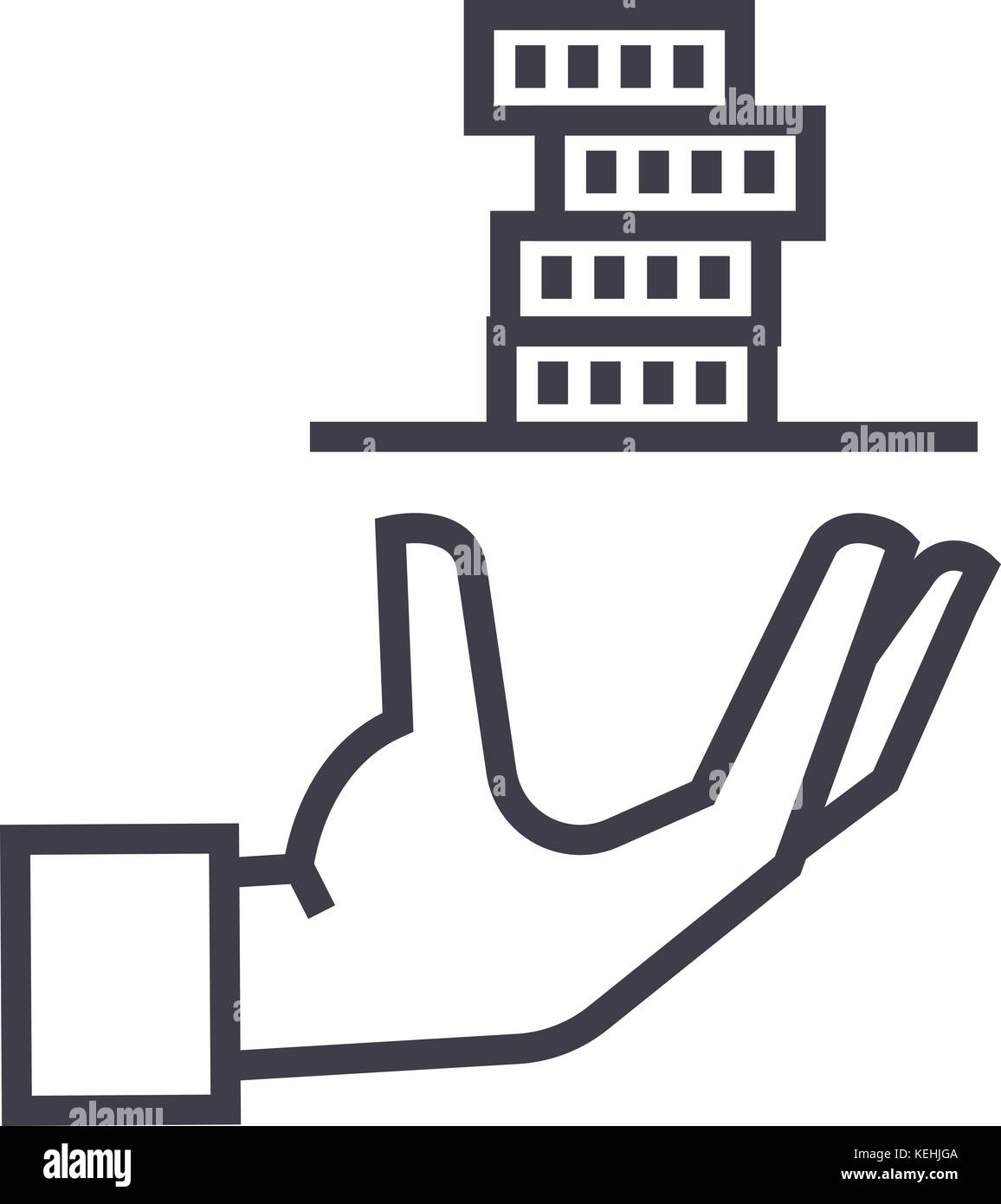 contributor,service hand with money vector line icon, sign ...