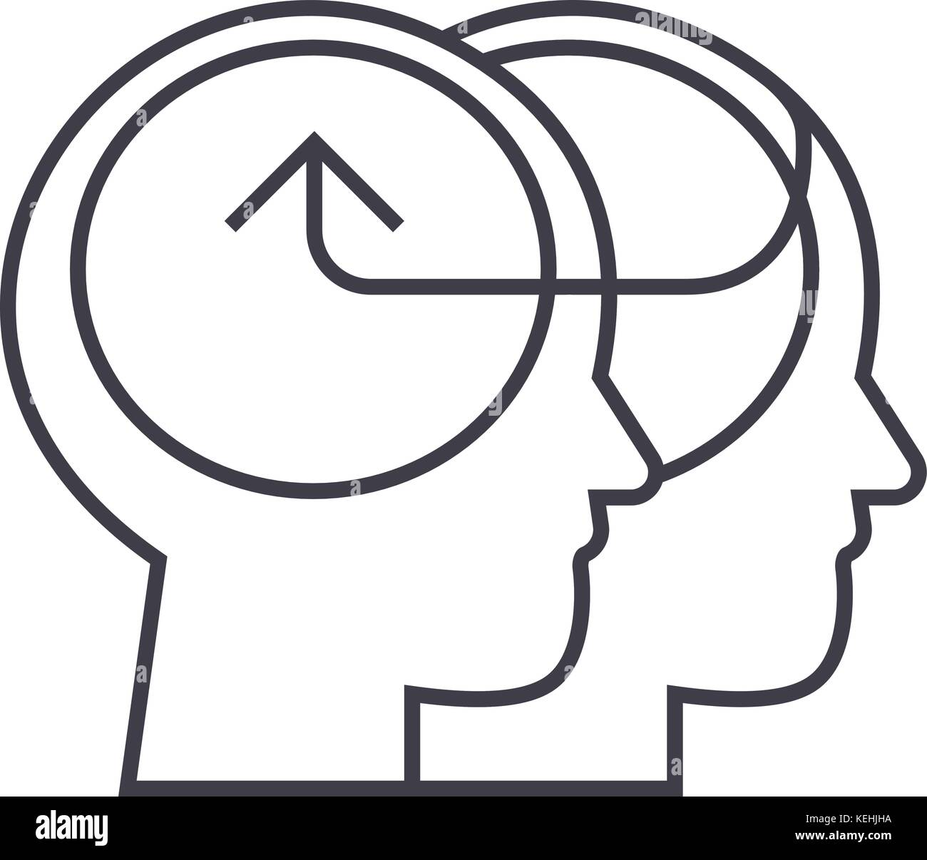 cooperative human heads,collective decision vector line icon, sign ...