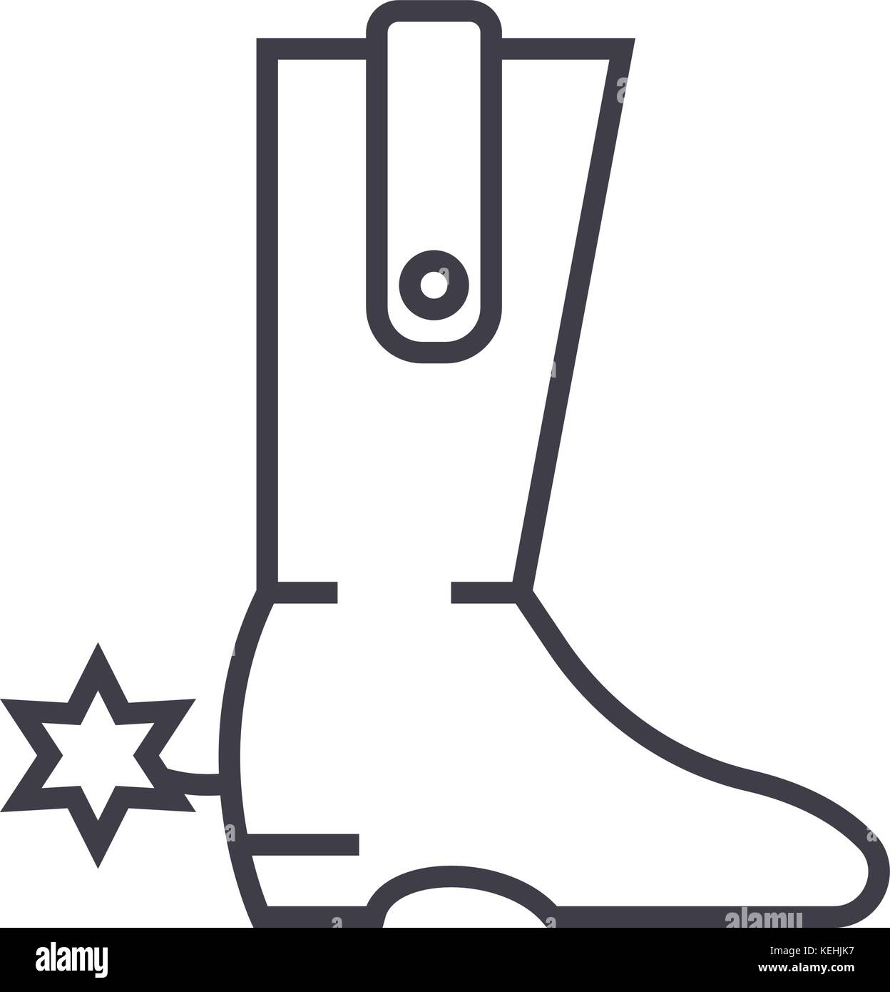 cowboy boot vector line icon, sign, illustration on background ...