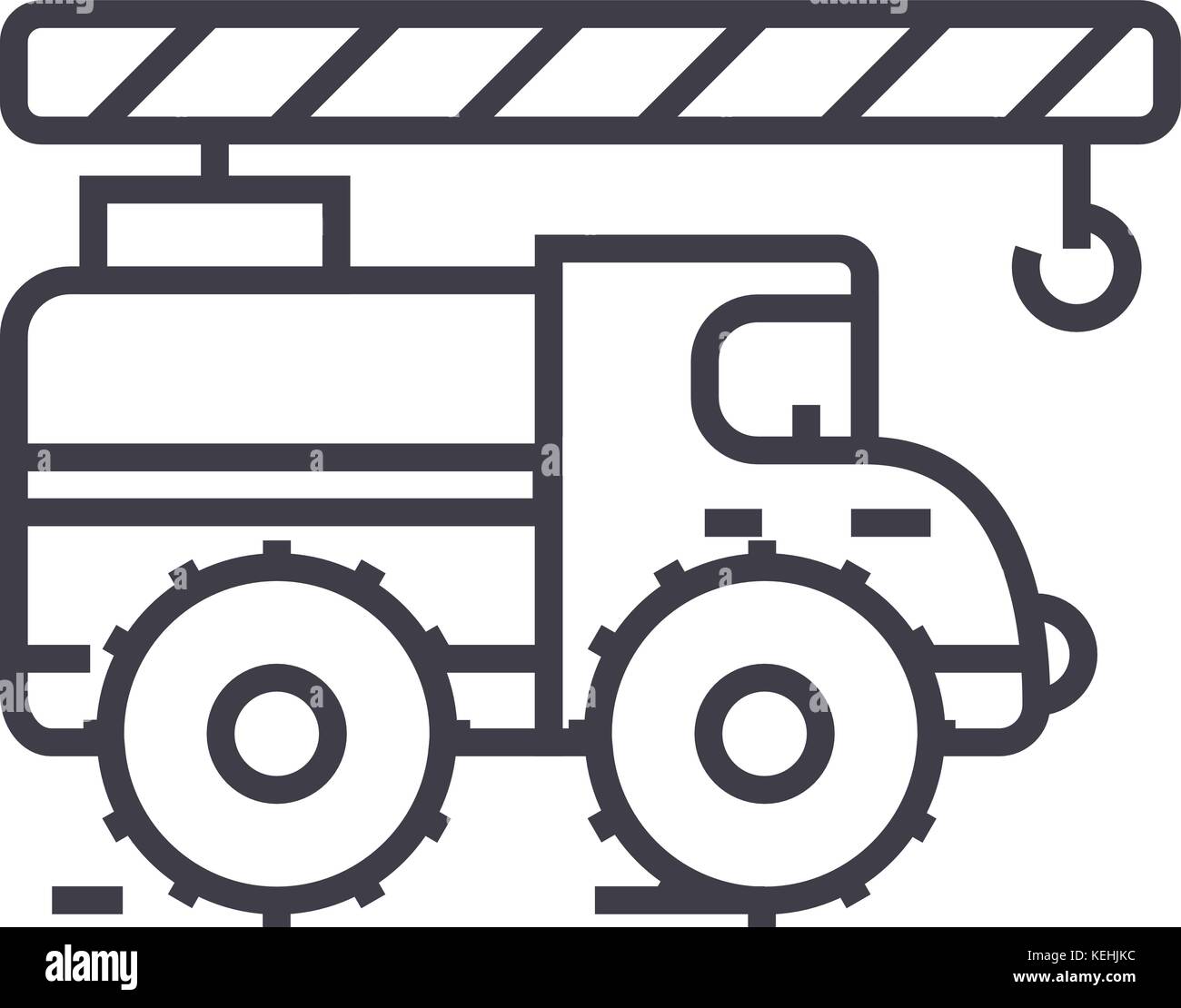 Crane arm car vector line icon, sign, illustration on background ...