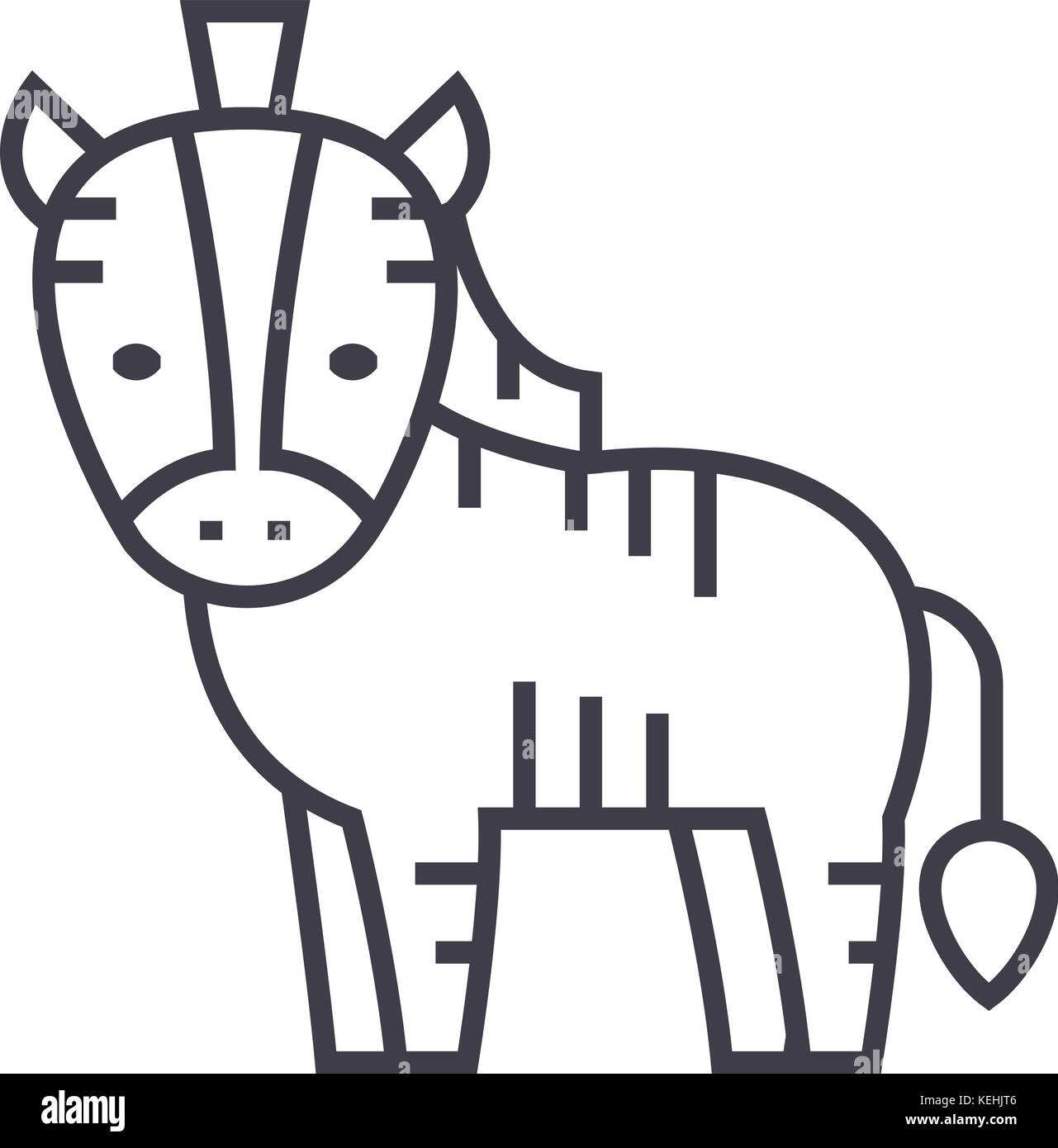cute zebra vector line icon, sign, illustration on background, editable ...