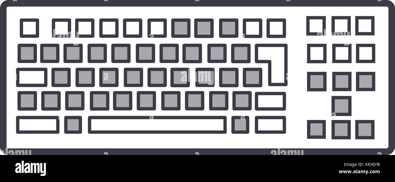 detailed keyboard vector line icon, sign, illustration on background ...