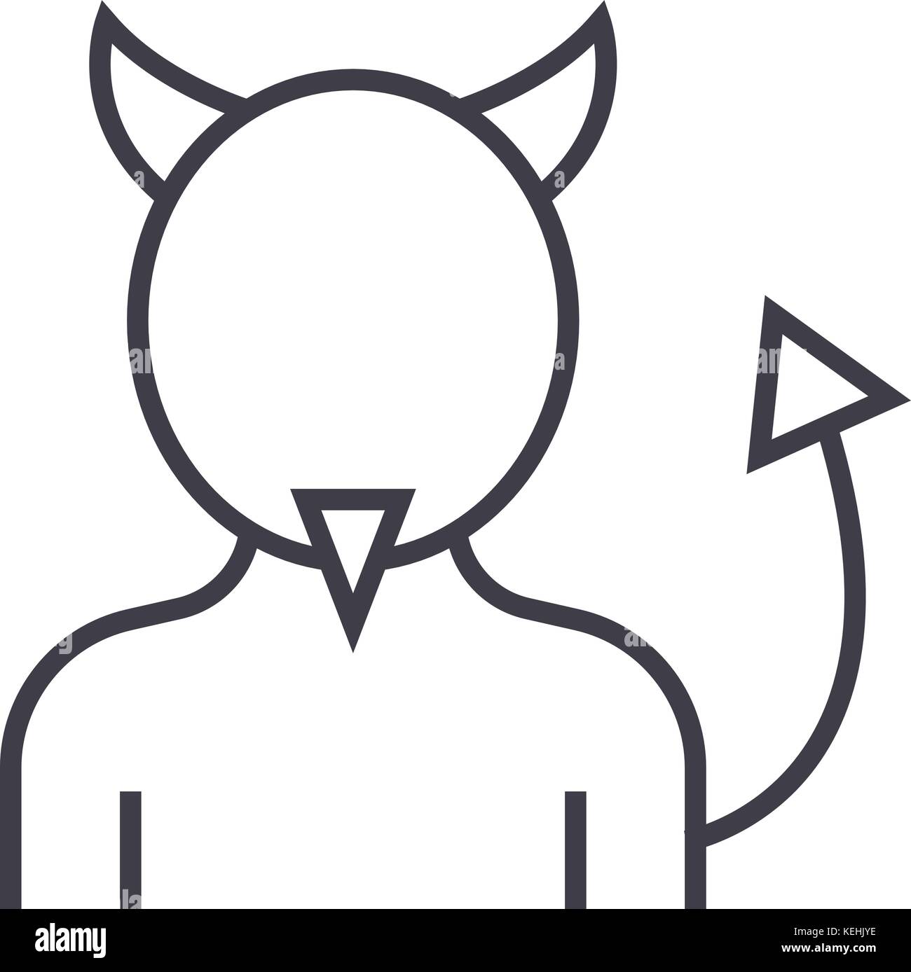 devil vector line icon, sign, illustration on background, editable ...