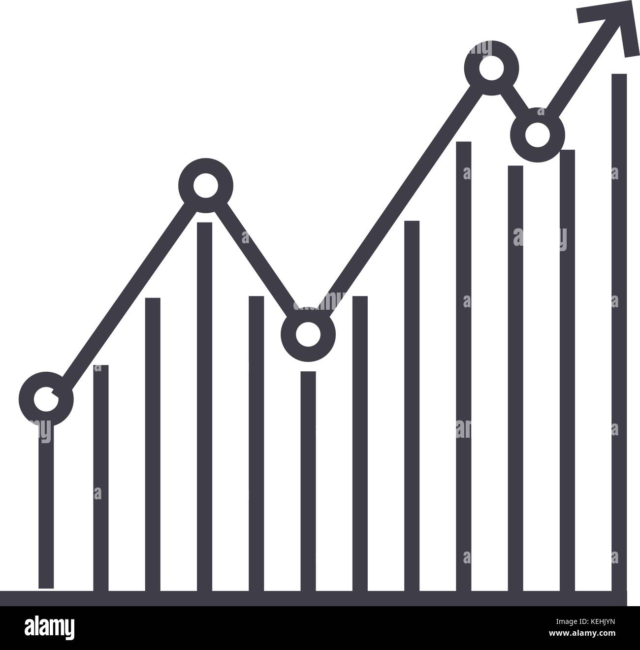 diagram, graph up vector line icon, sign, illustration on background ...