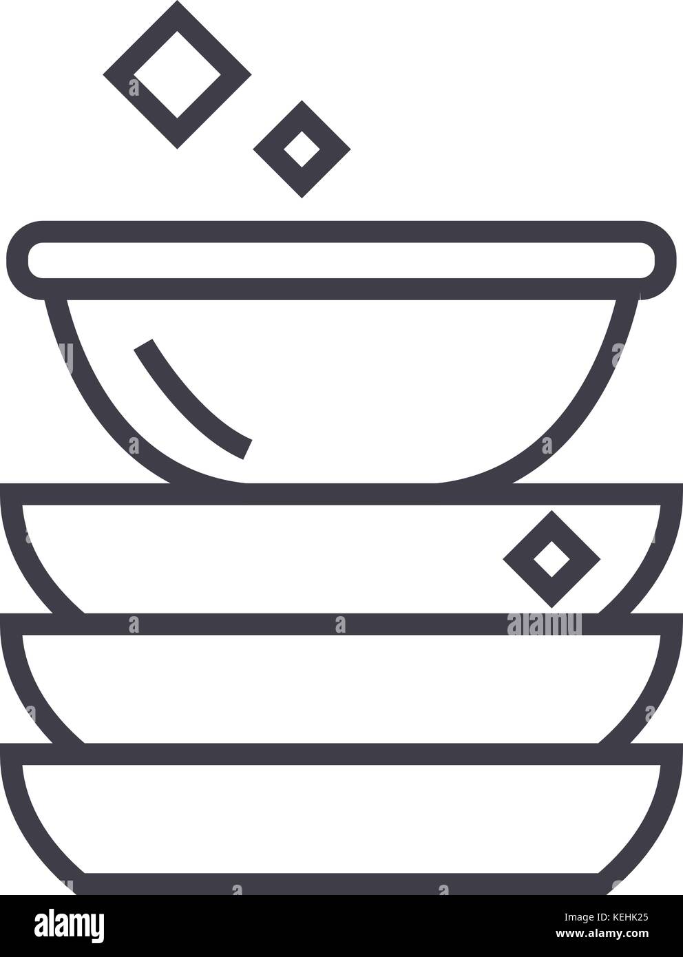 dishes vector line icon, sign, illustration on background, editable ...