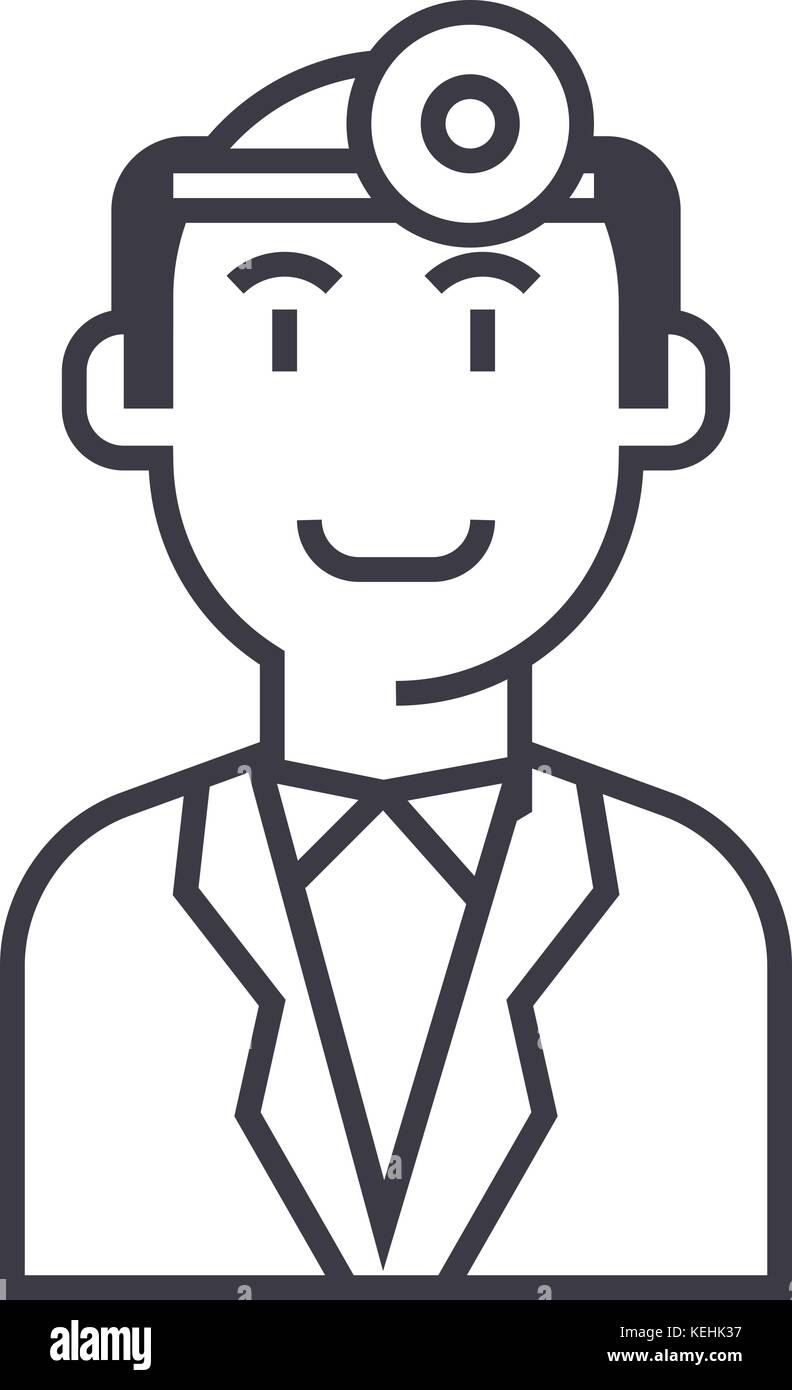 doctor checkup vector line icon, sign, illustration on background ...