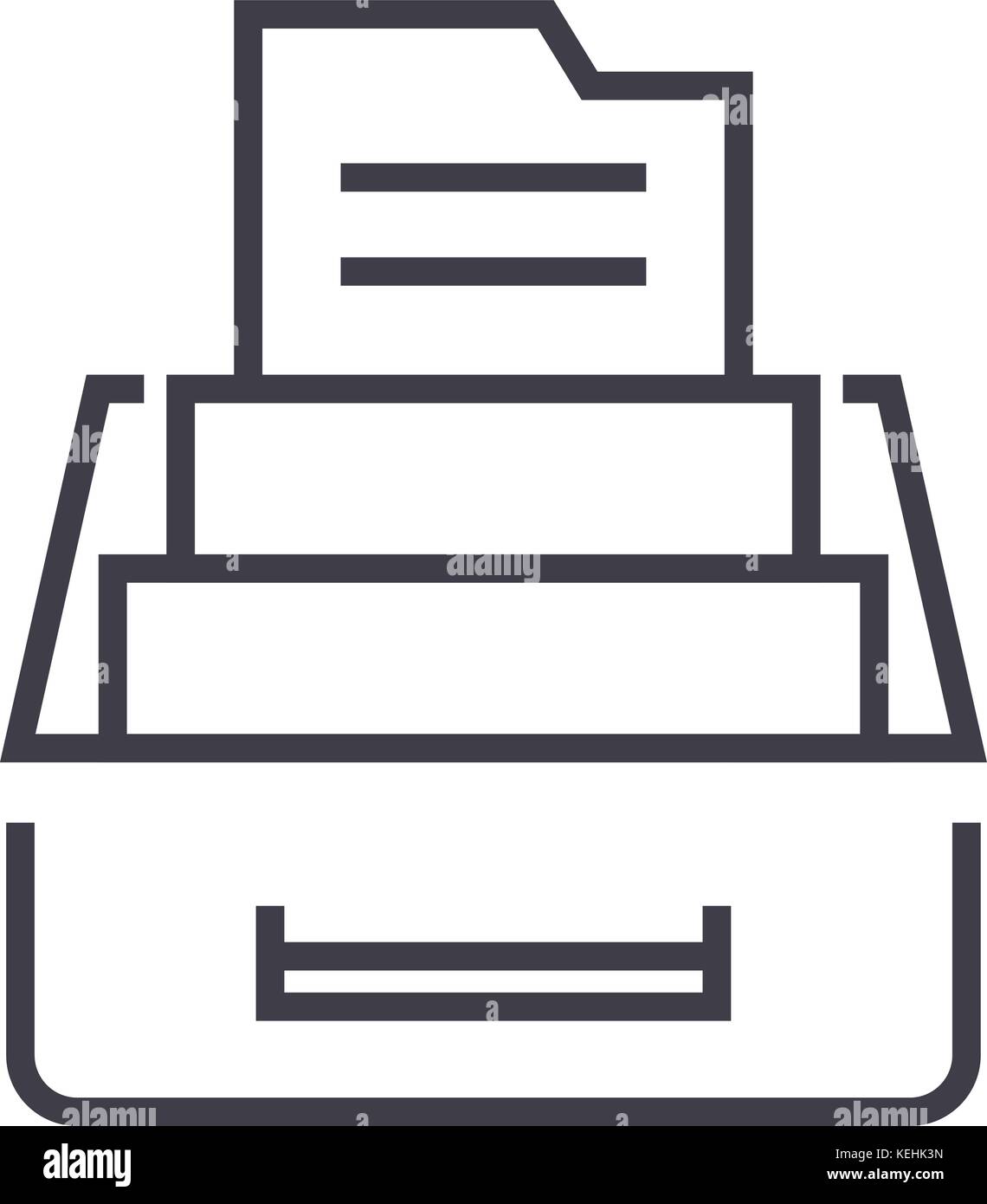 document archive,box with files vector line icon, sign, illustration on background, editable ...