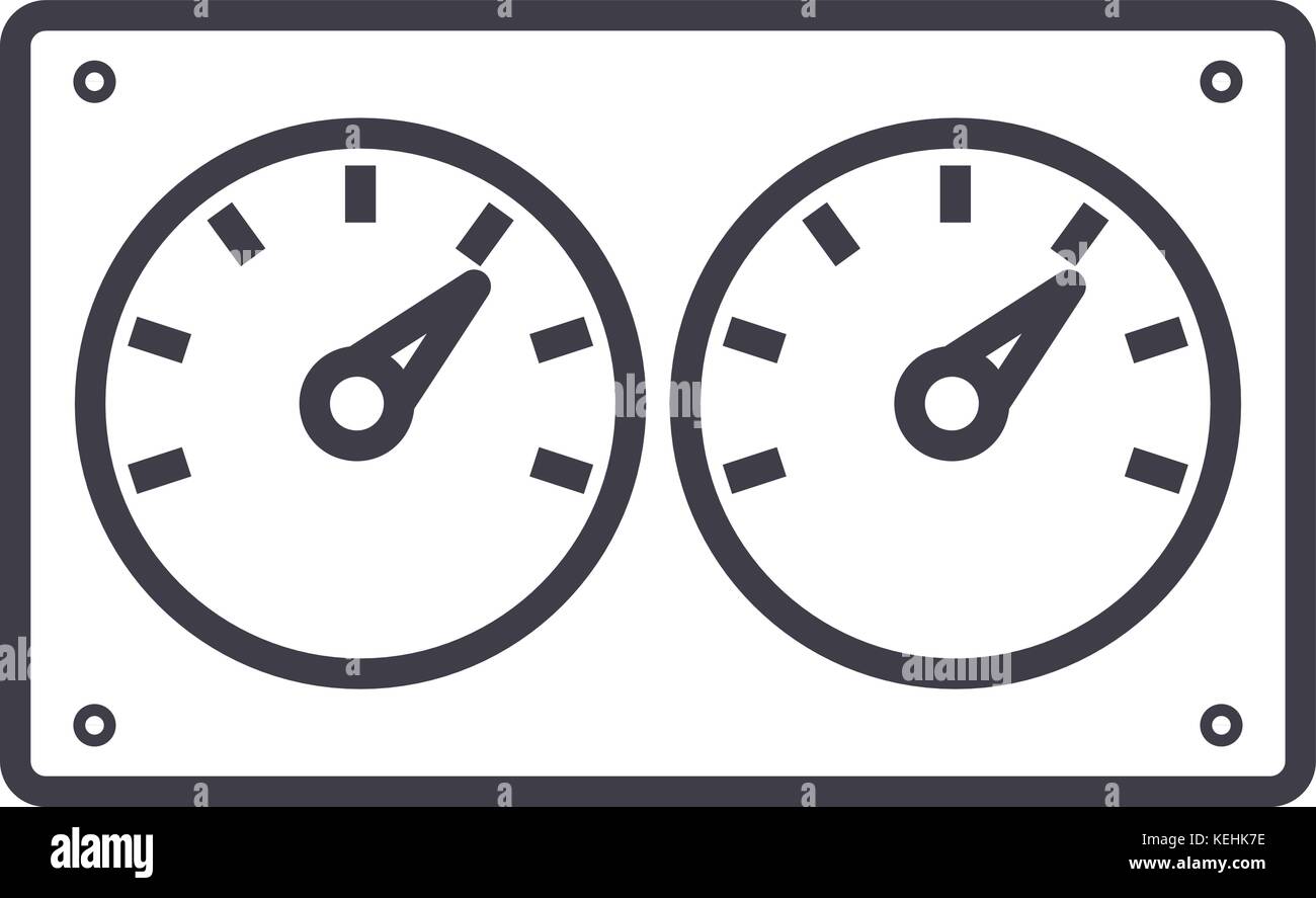 dual control meter vector line icon, sign, illustration on background ...