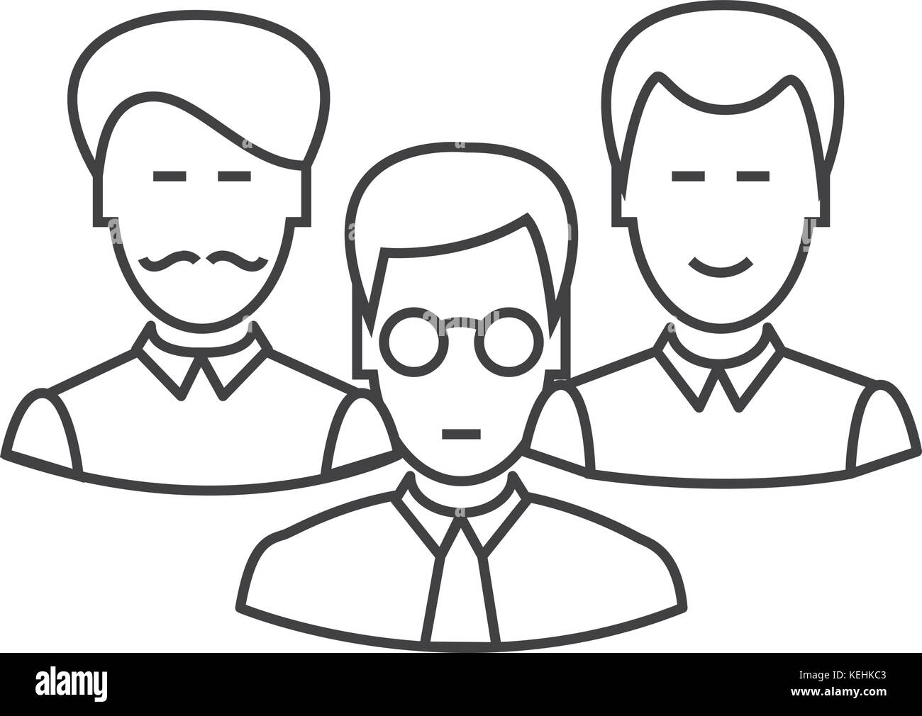 engineers team vector line icon, sign, illustration on background ...