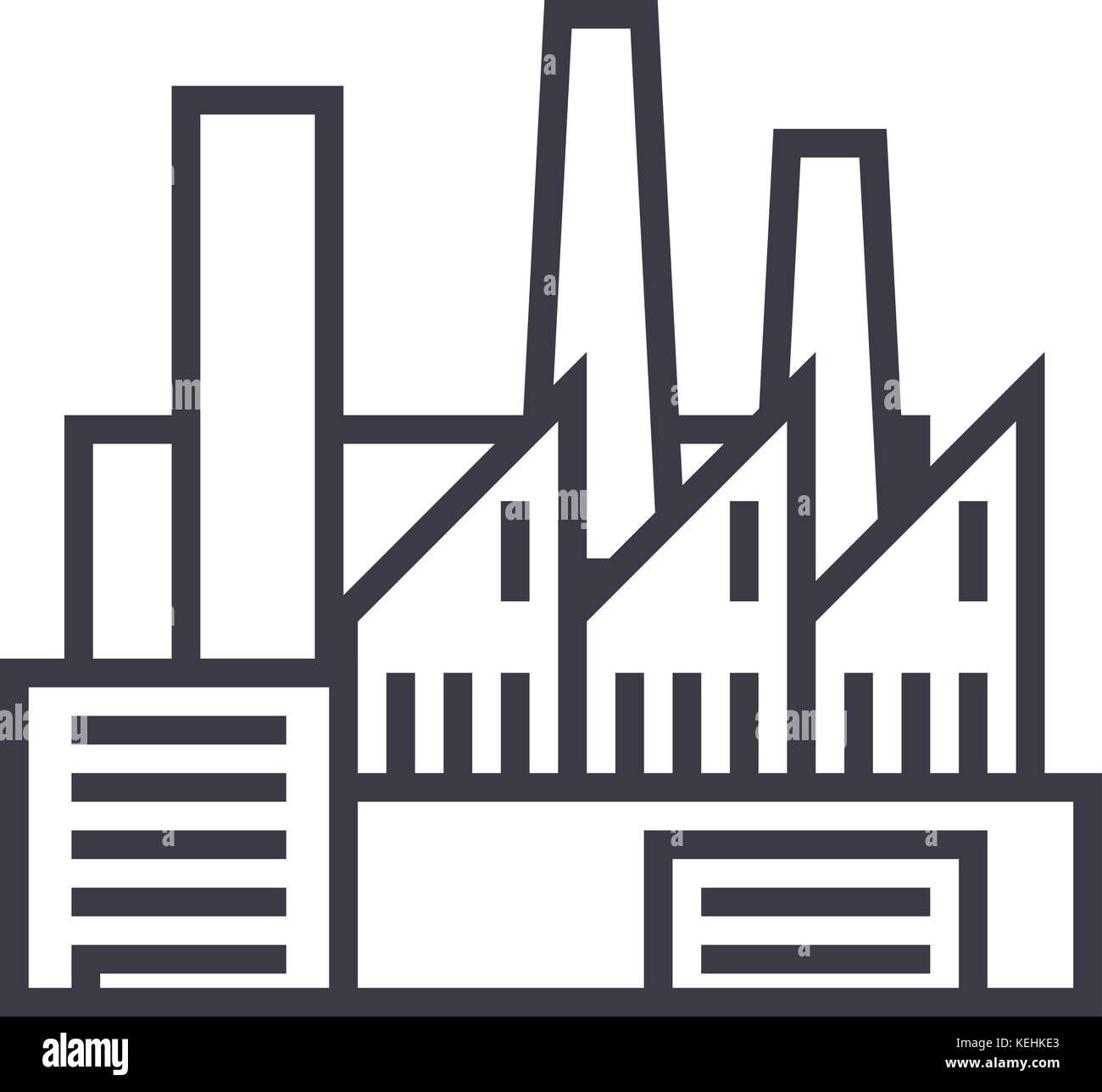 factory,production,pipes with smoke vector line icon, sign ...