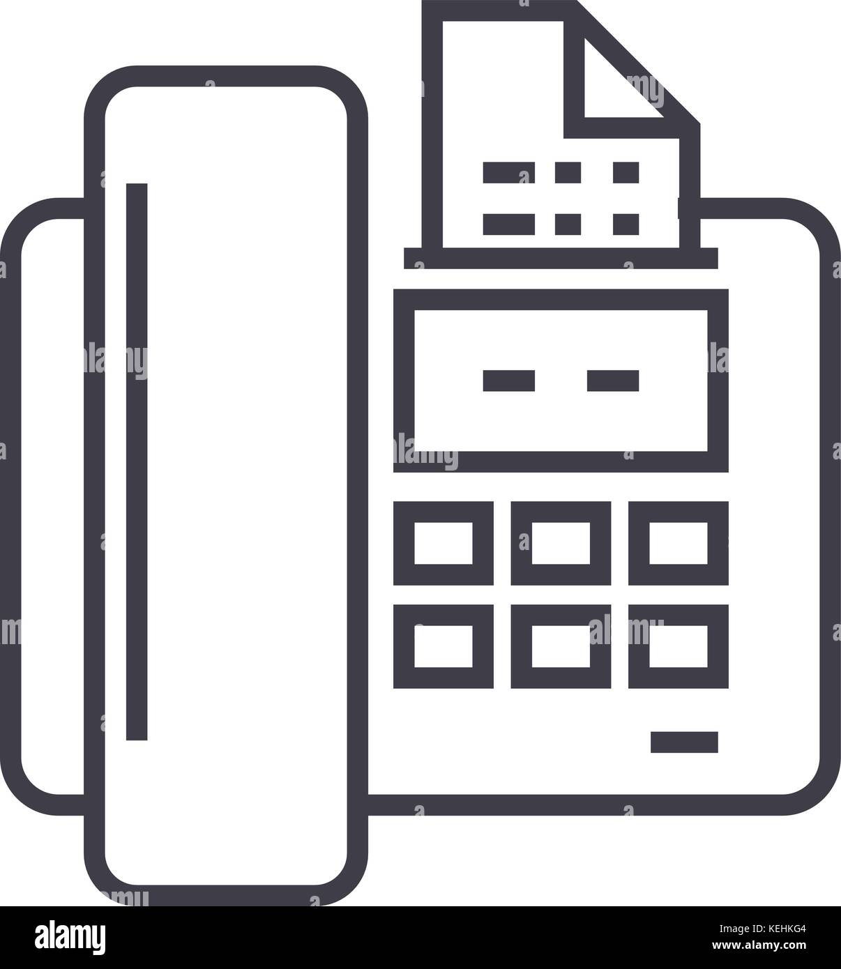 fax vector line icon, sign, illustration on background, editable ...