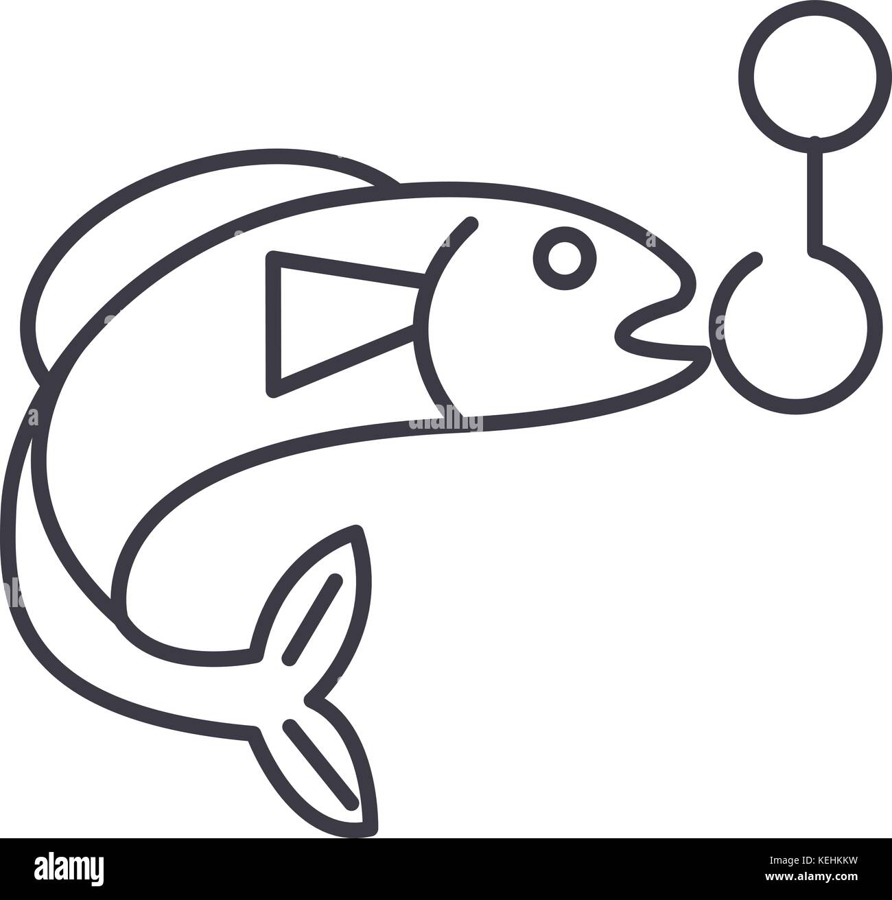 fishing sign vector line icon, sign, illustration on background ...