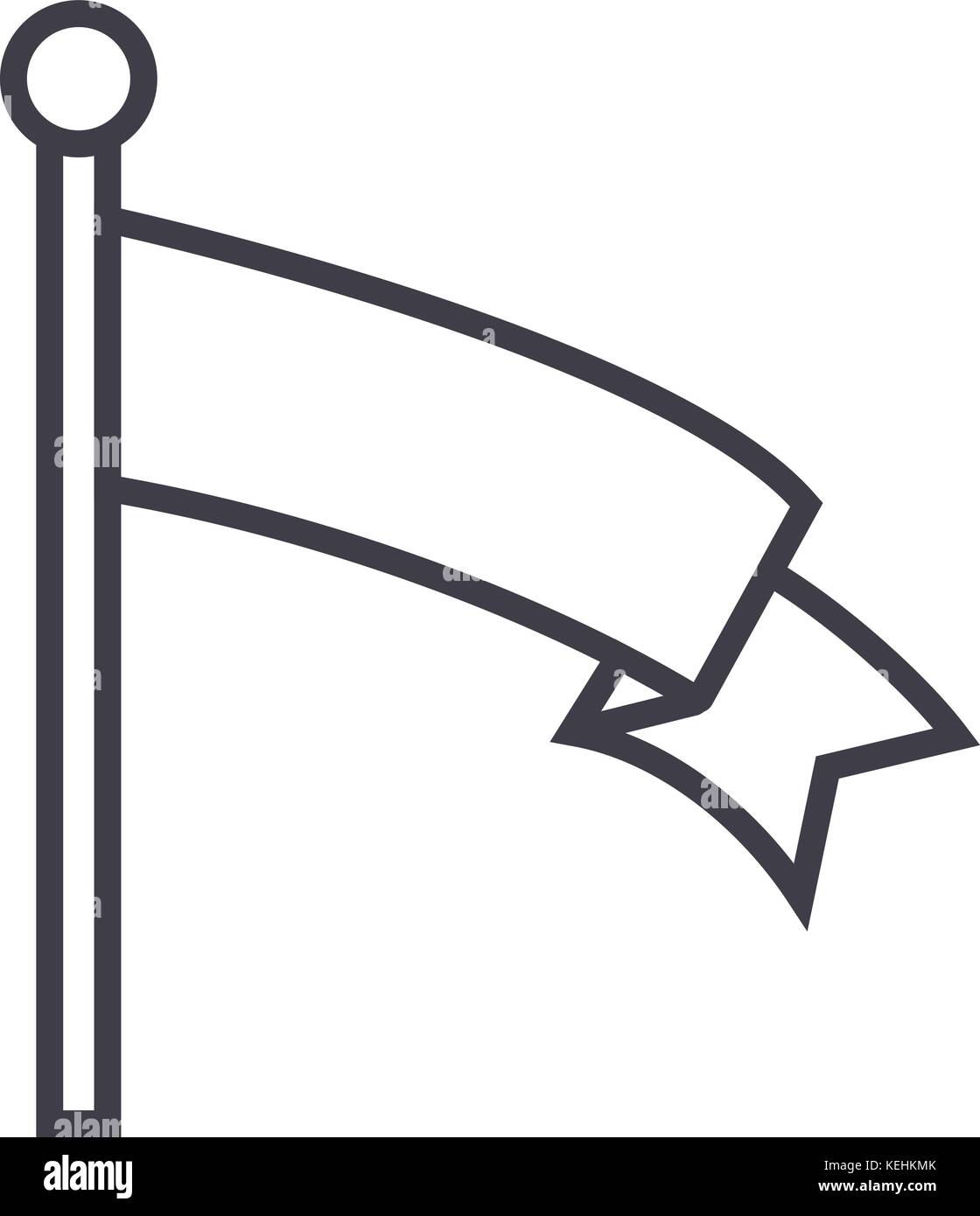 flag of achievement vector line icon, sign, illustration on background ...