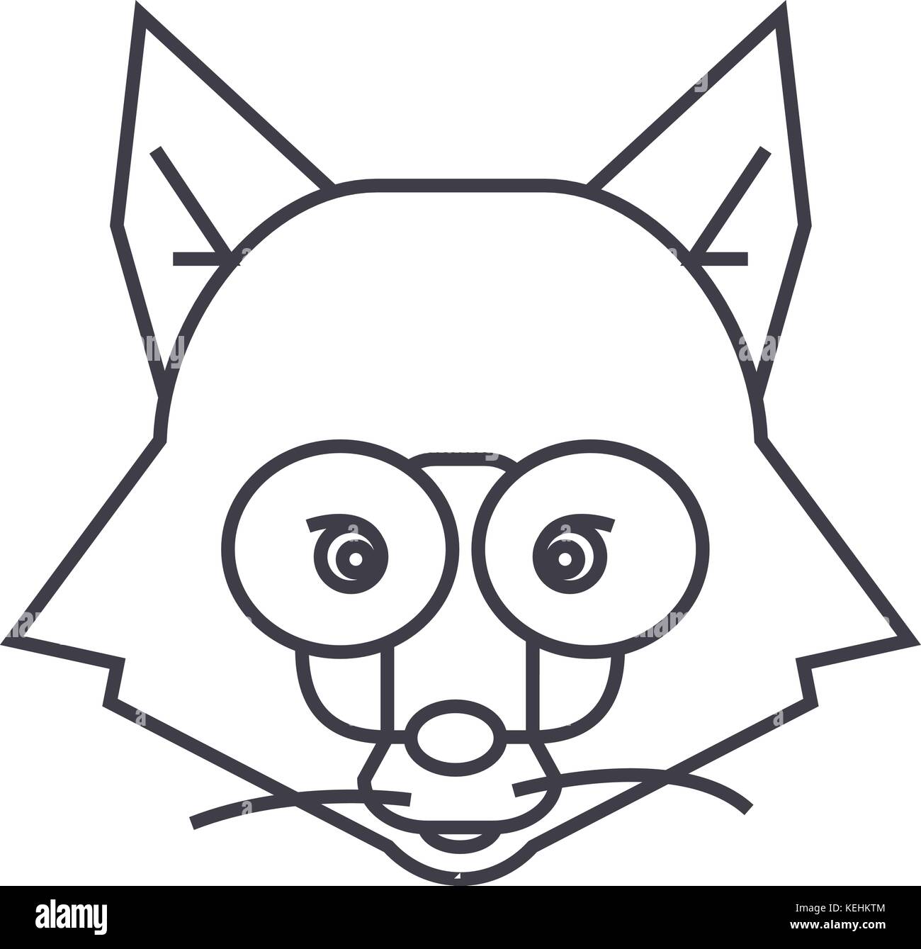 fox head sign vector line icon, sign, illustration on background ...