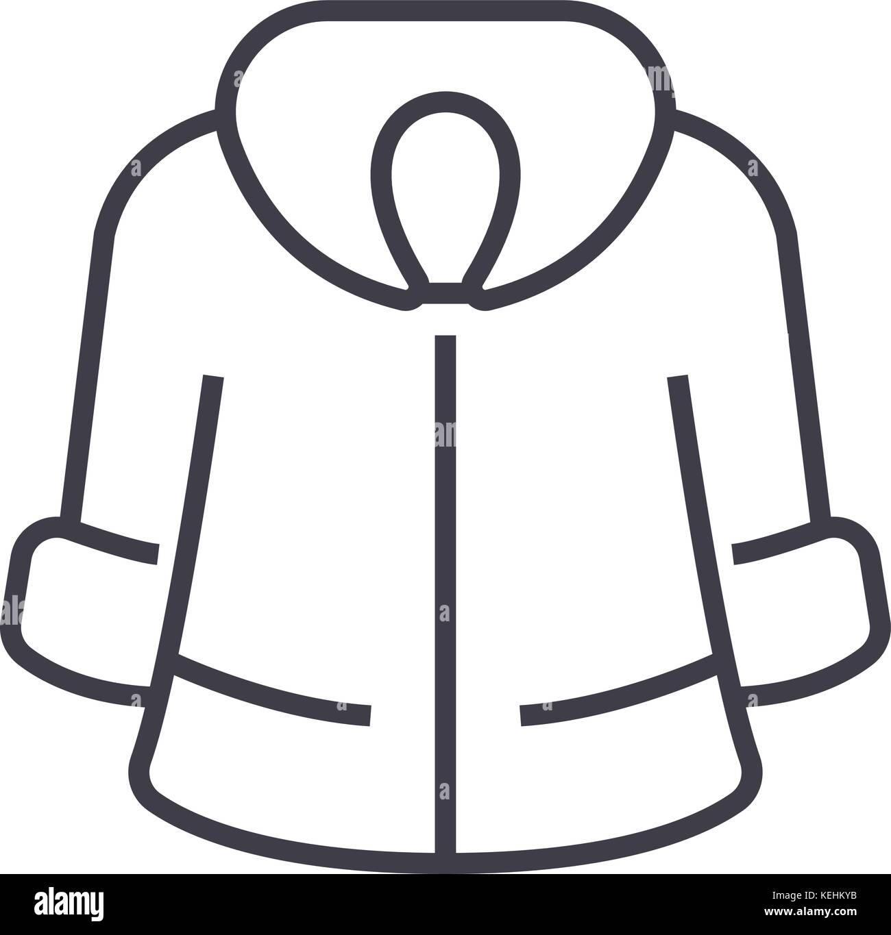 fur coat vector line icon, sign, illustration on background, editable ...