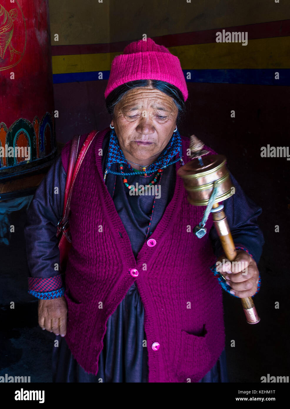 Portraite of Ladakhi woman during the Ladakh Festival in Leh India ...