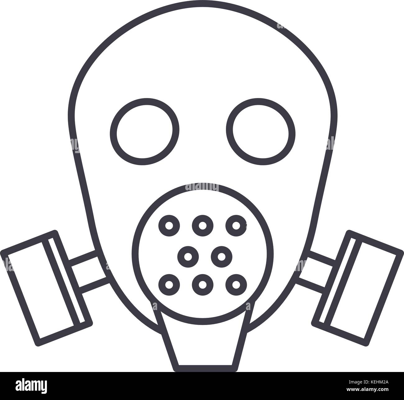 gas mask respirator vector line icon, sign, illustration on background ...