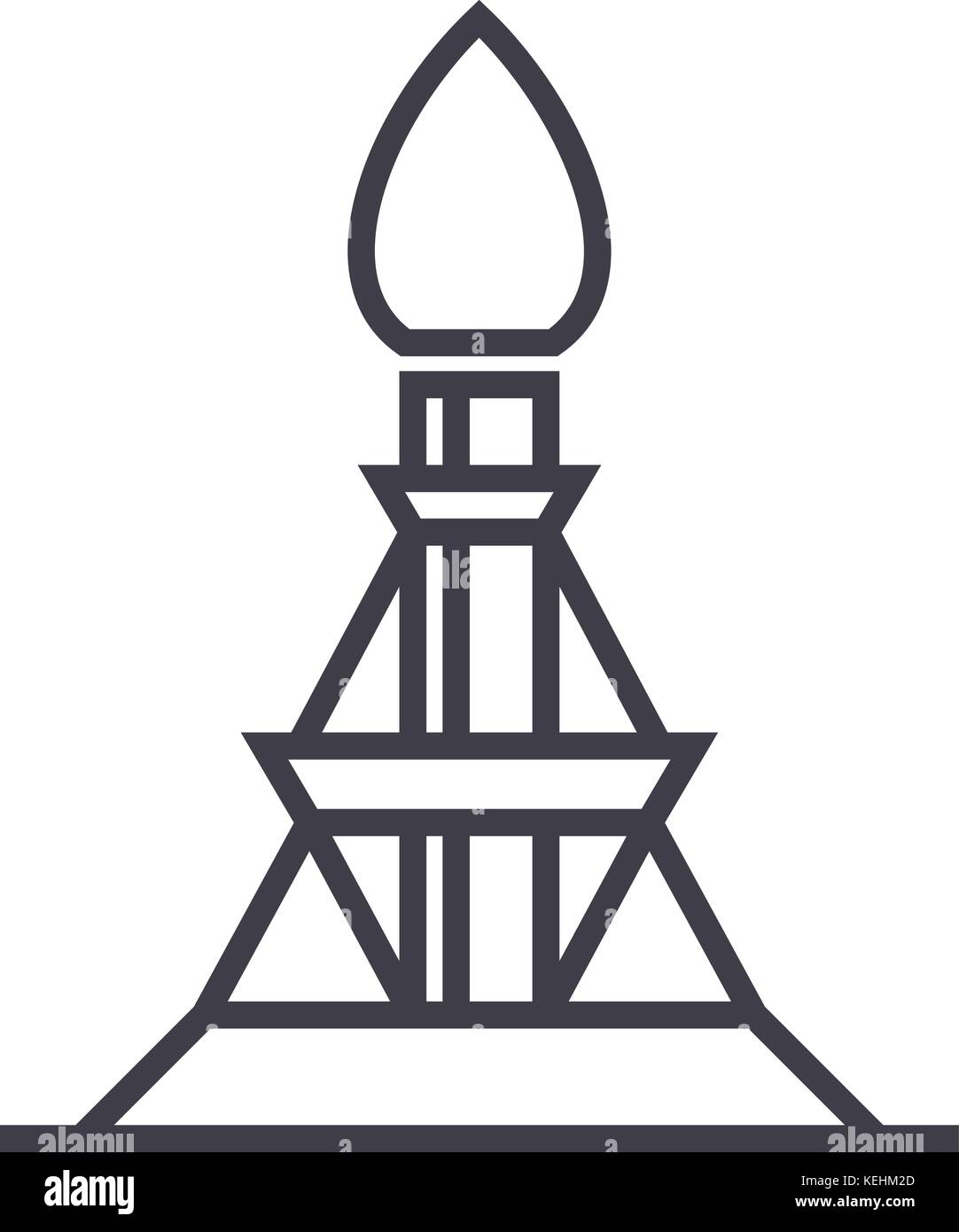 gas rig vector line icon, sign, illustration on background, editable ...