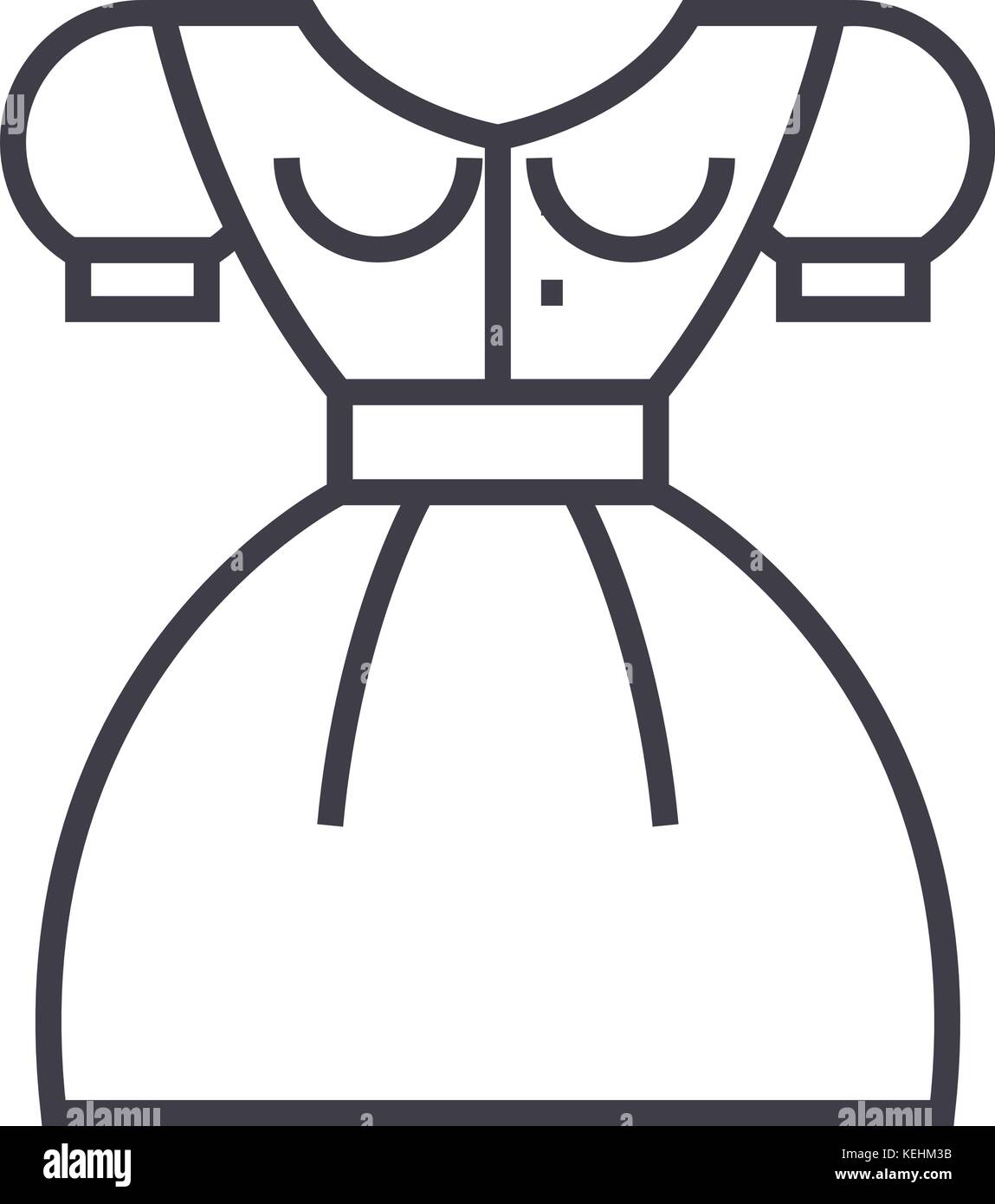 german woman dress vector line icon, sign, illustration on background ...