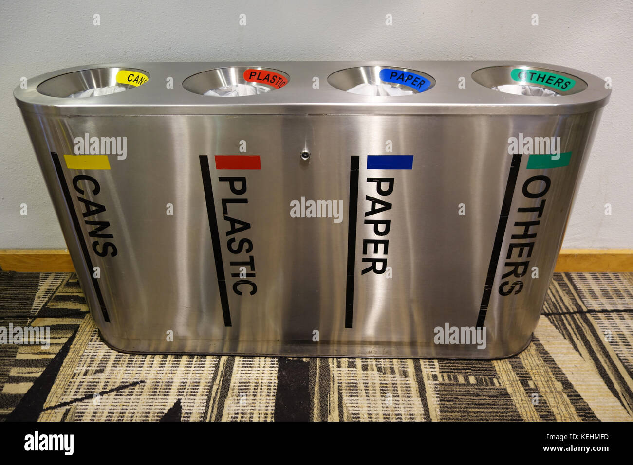 Metal dusbin bins for collecting recycle material Stock Photo - Alamy