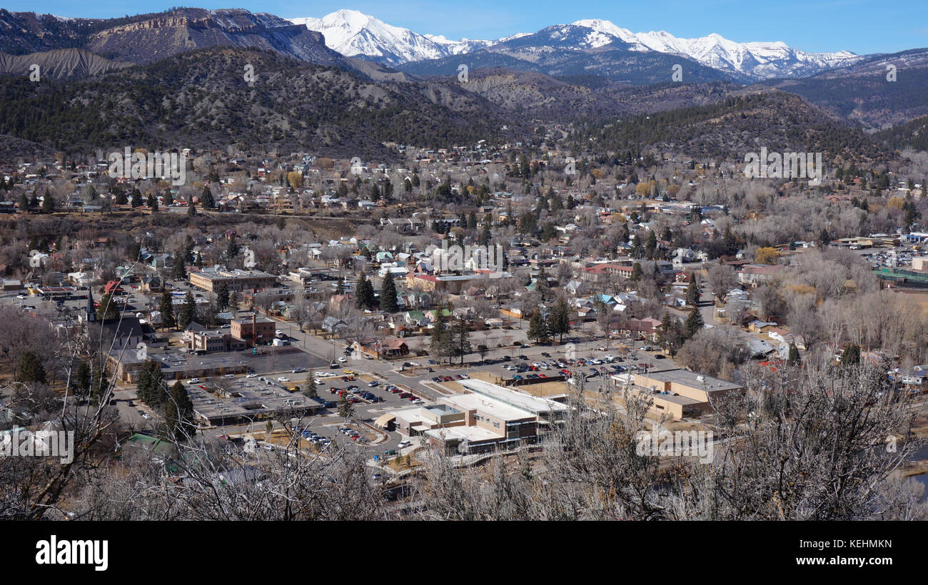 Landscape of the buildings of the downtown in Durango, Colorado Stock ...