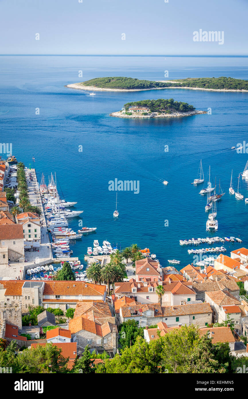 Aerial view of Hvar Town from the Fortica Stock Photo - Alamy