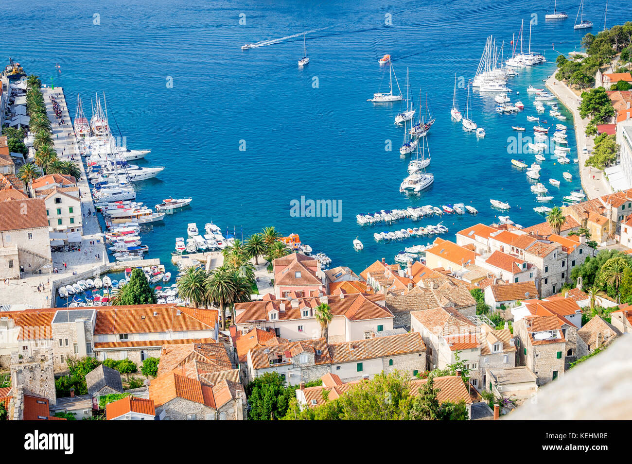Aerial view of Hvar Town from the Fortica Stock Photo - Alamy