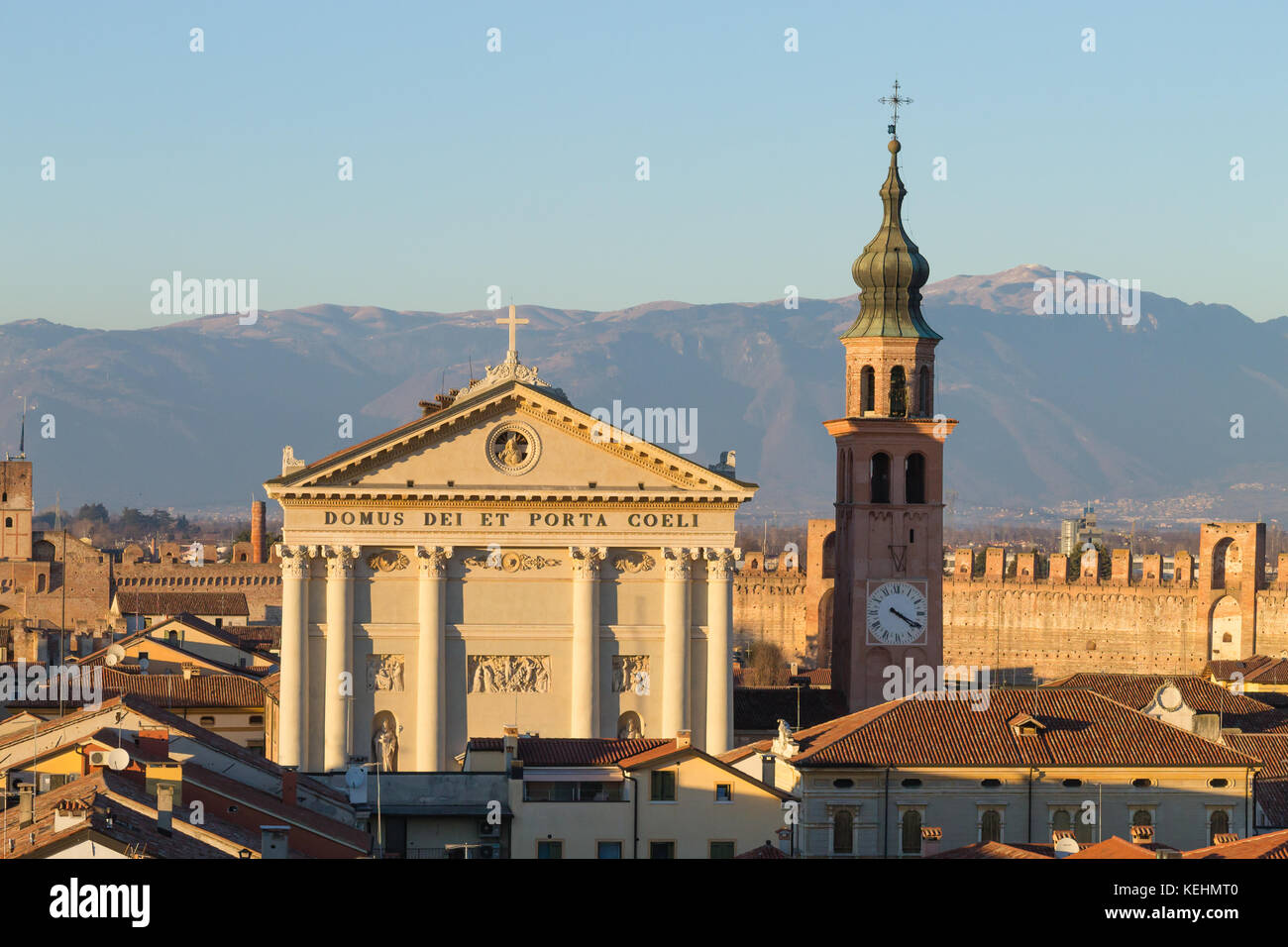 View of Cittadella, medieval walled city in Italy. Italian fortificated ...