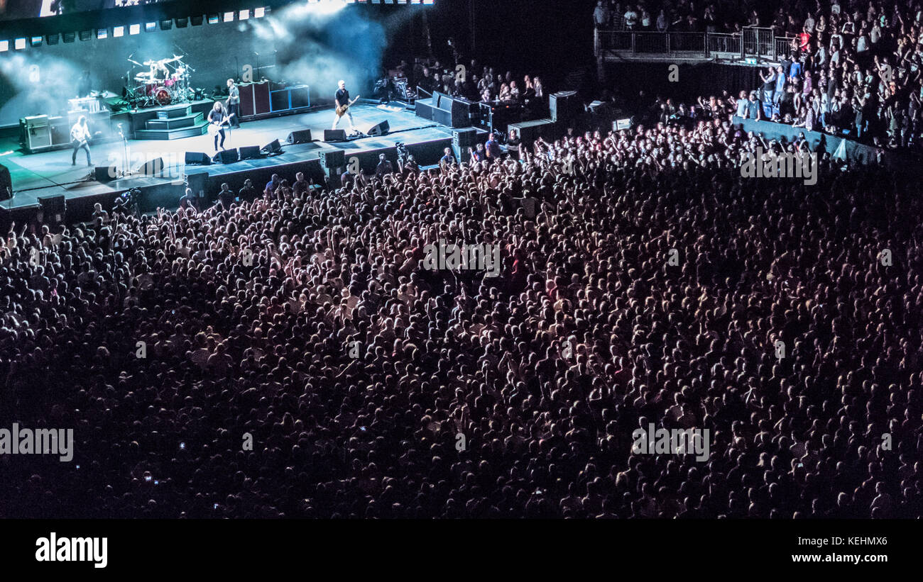 Foo Fighters crowd views at the O2 Arena Featuring: Foo Fighters, Dave ...