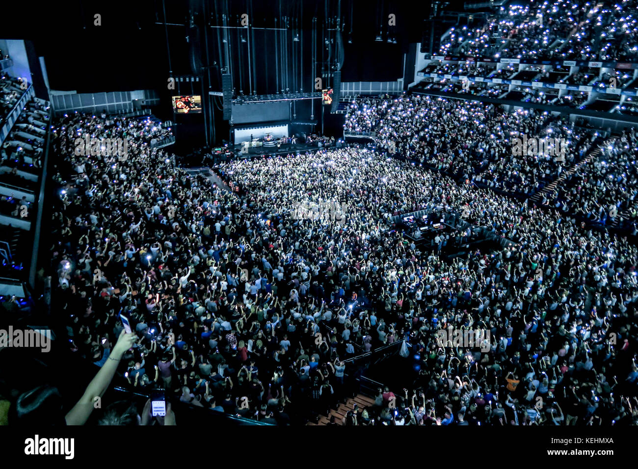 Foo Fighters crowd views at the O2 Arena Featuring: Foo Fighters, Dave ...