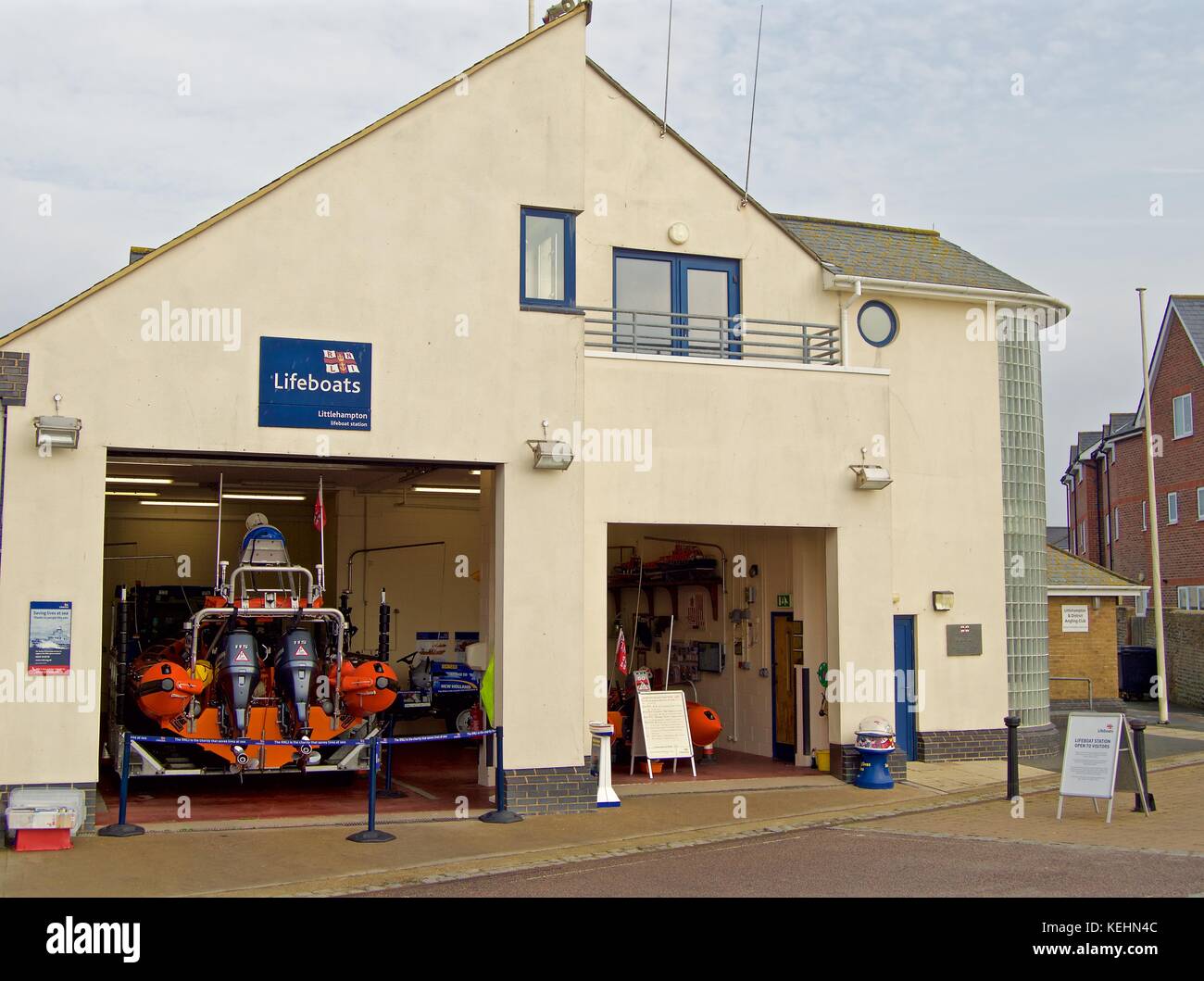 RNLI Lifeboat Station with lifeboat inside, Littlehampton, UK Stock ...