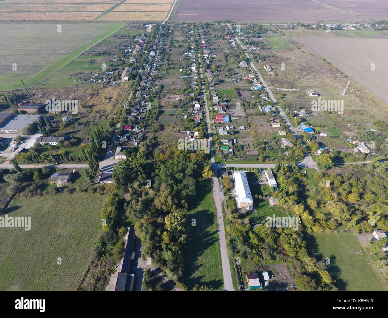 Top view of the village. One can see the roofs of the houses and ...
