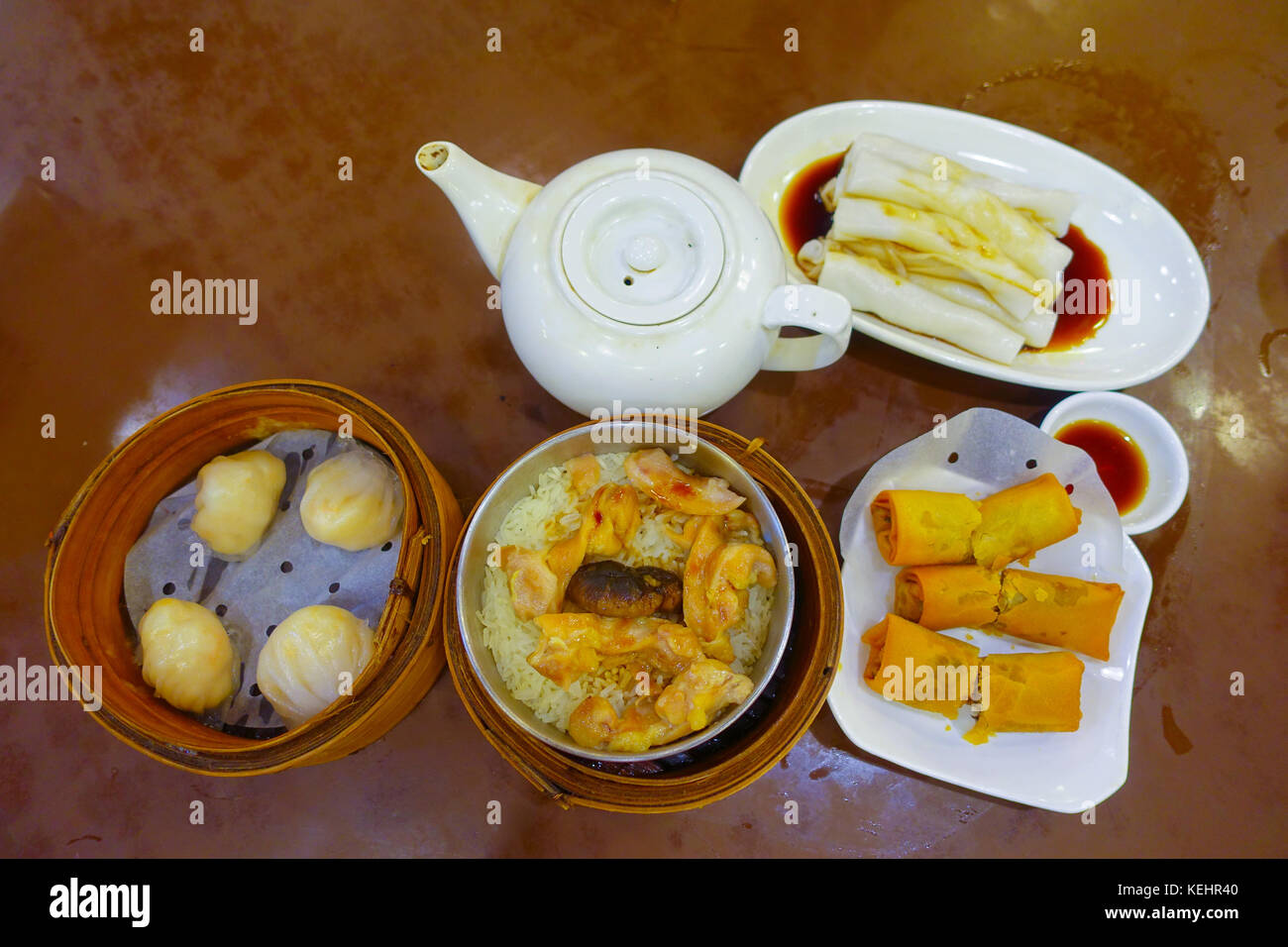 Assorted Chinese food set, dumplings, and rice noodle rolls, famous ...