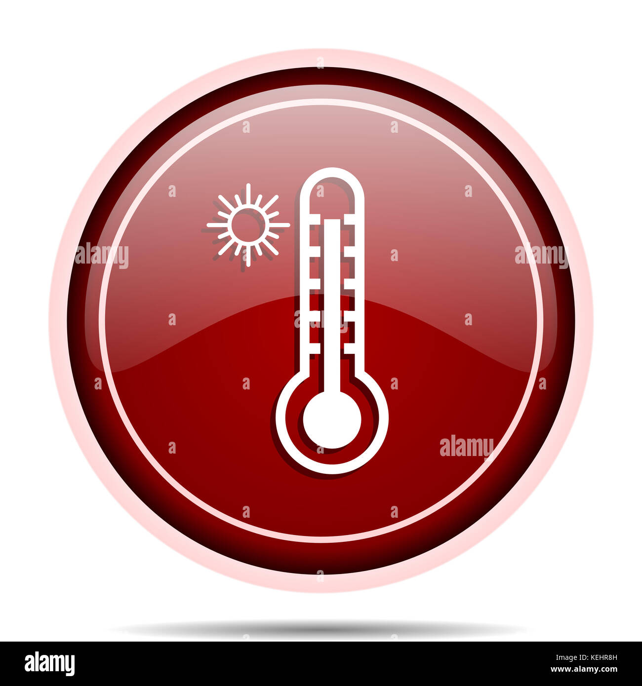 Hot temperature red glossy round web icon. Circle isolated internet ...