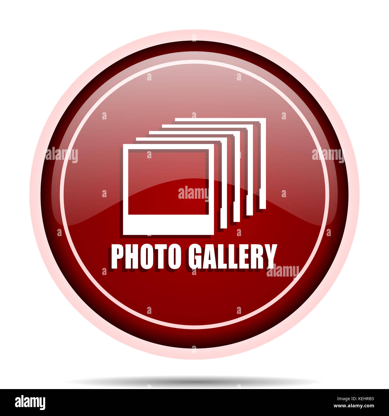 Photo gallery red glossy round web icon. Circle isolated internet ...