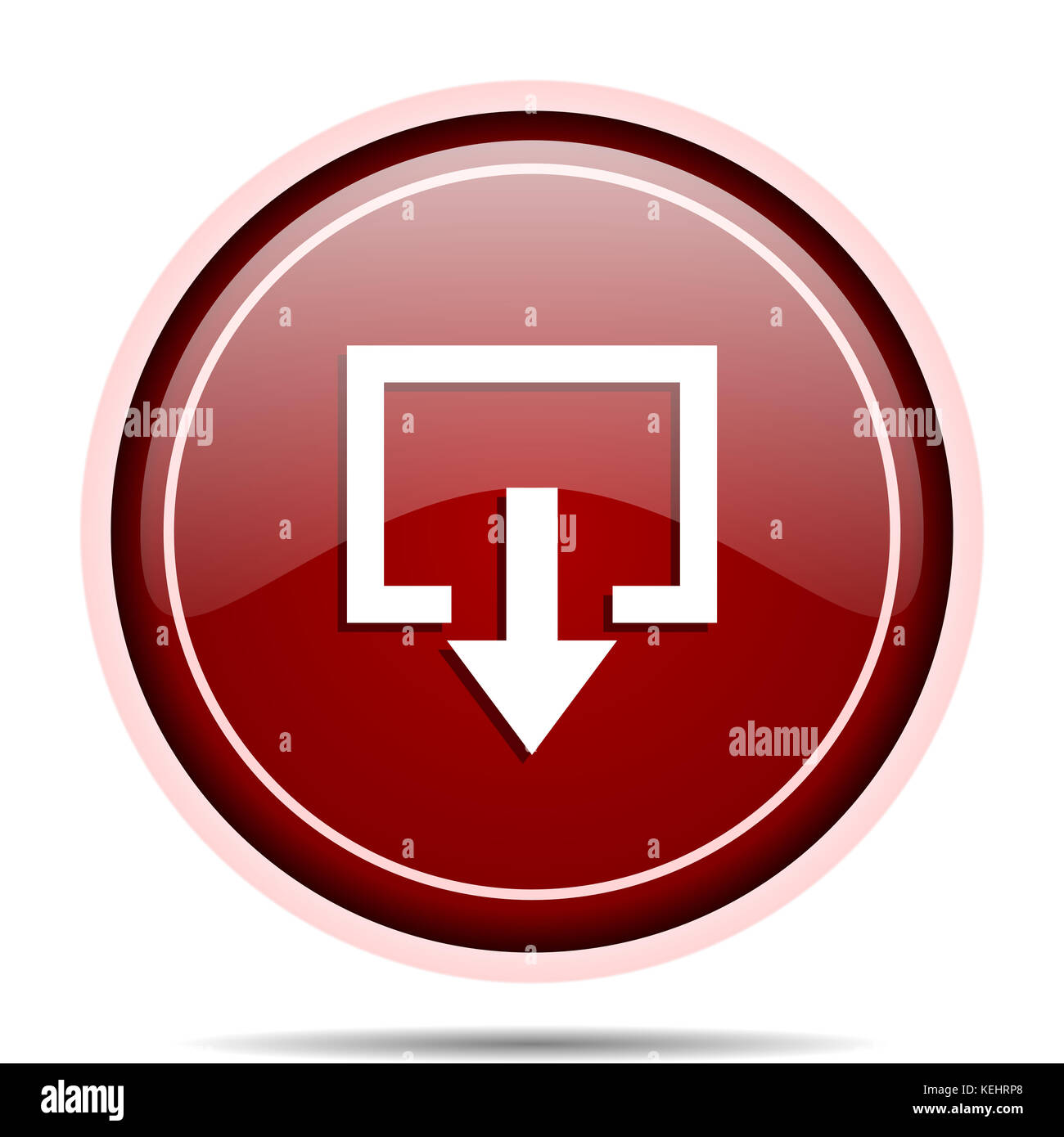 Exit red glossy round web icon. Circle isolated internet button for ...
