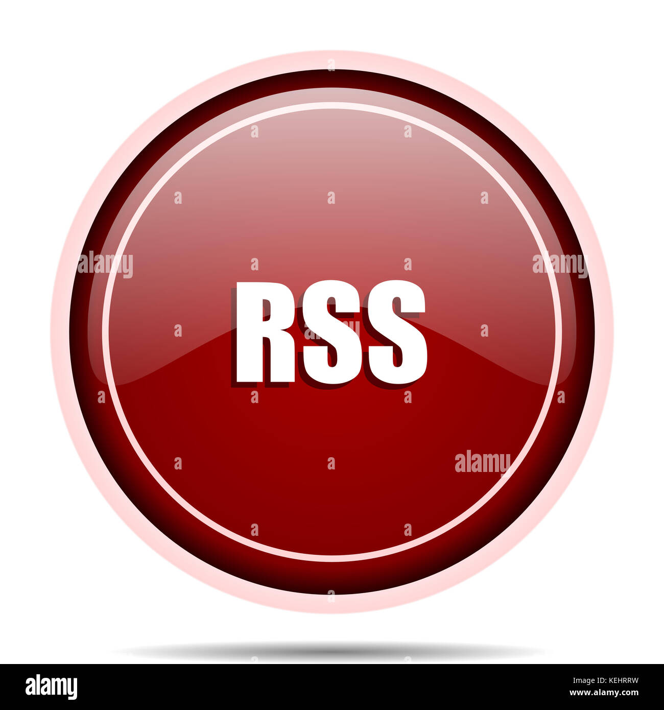Rss red glossy round web icon. Circle isolated internet button for ...