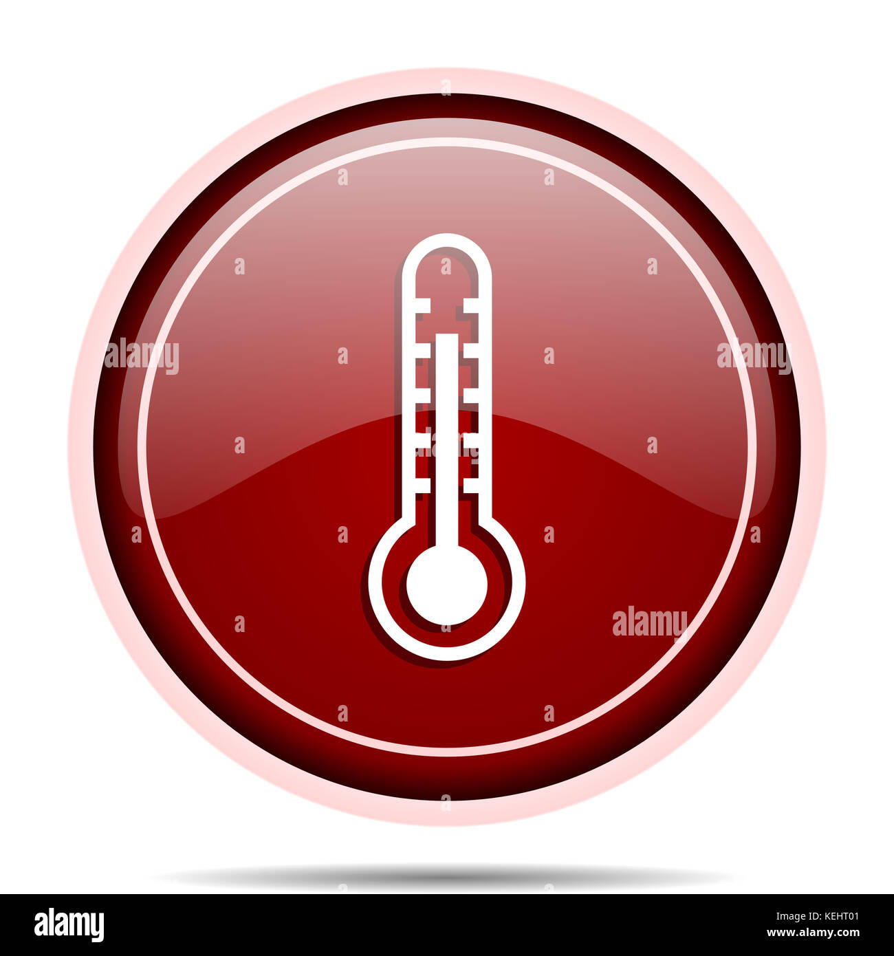 Thermometer red glossy round web icon. Circle isolated internet button ...