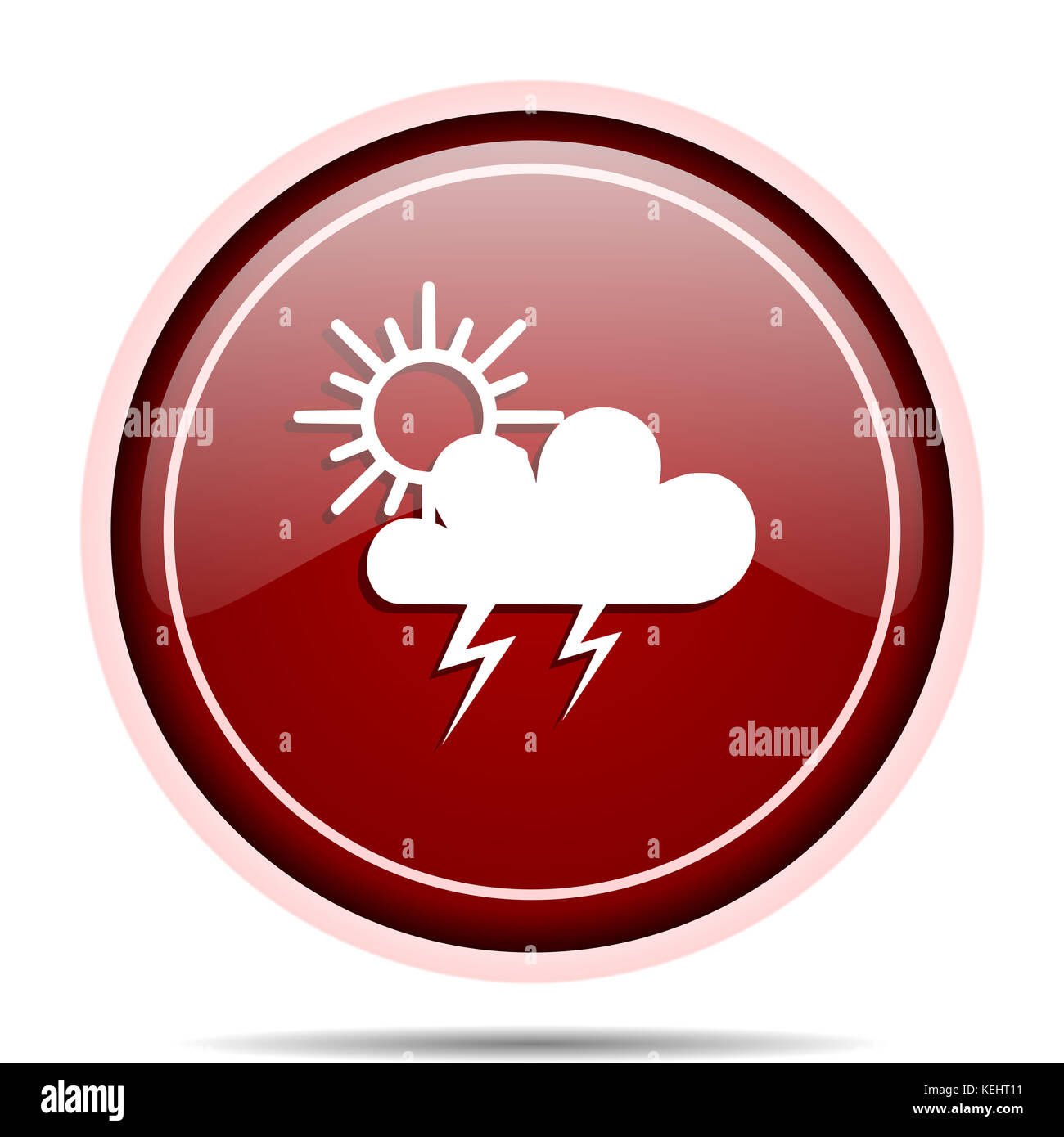Storm red glossy round web icon. Circle isolated internet button for ...