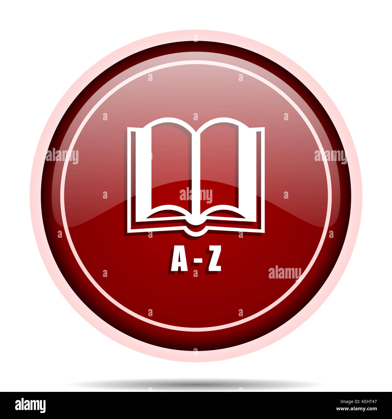 Dictionary red glossy round web icon. Circle isolated internet button ...