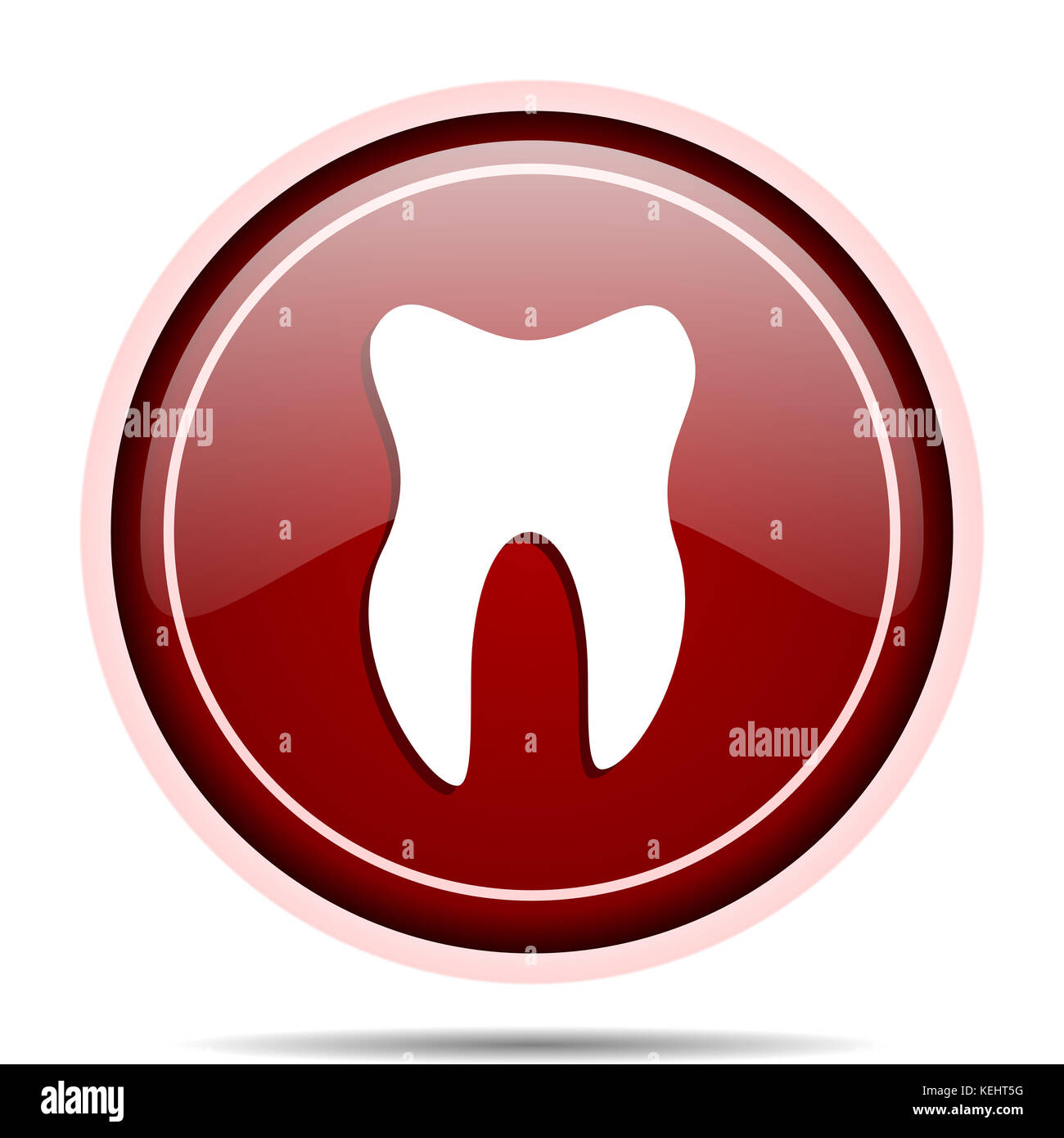 Tooth red glossy round web icon. Circle isolated internet button for ...