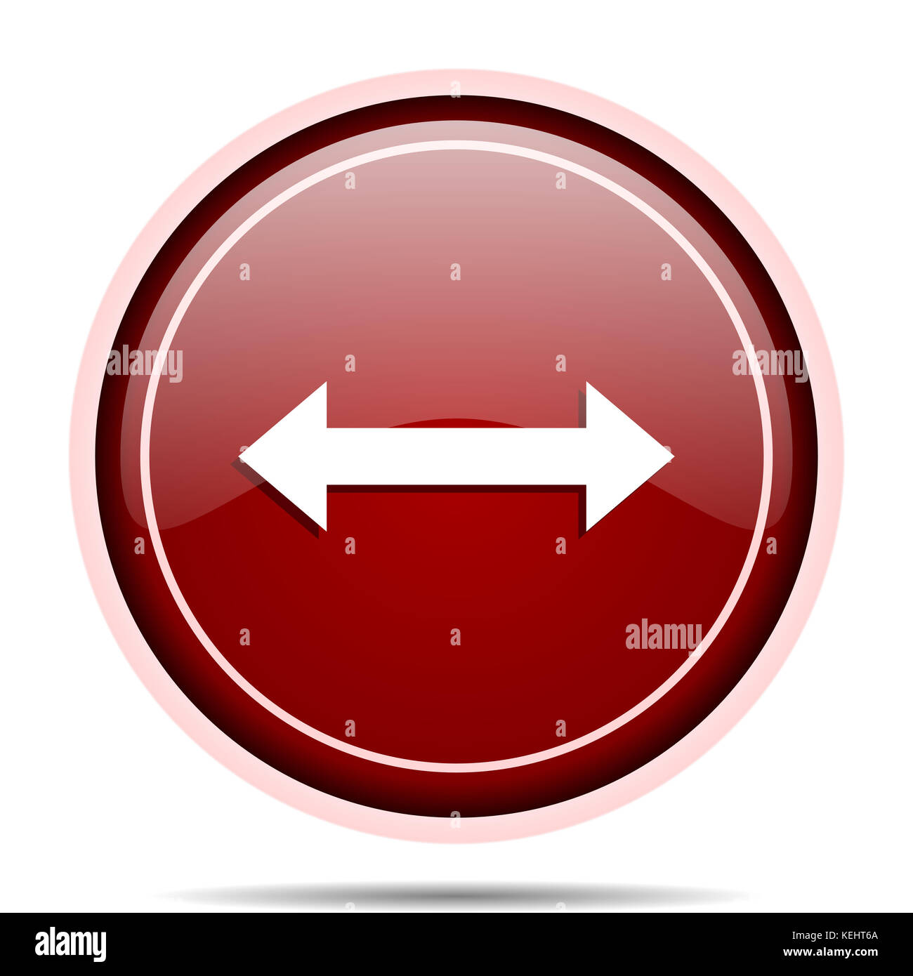 Arrow red glossy round web icon. Circle isolated internet button for ...