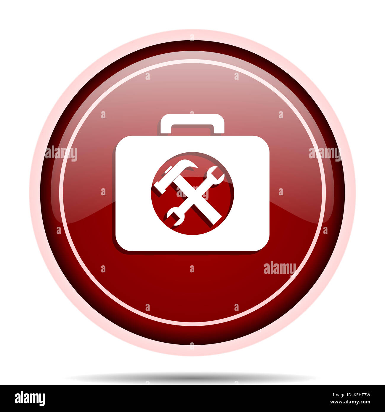 Toolkit red glossy round web icon. Circle isolated internet button for ...