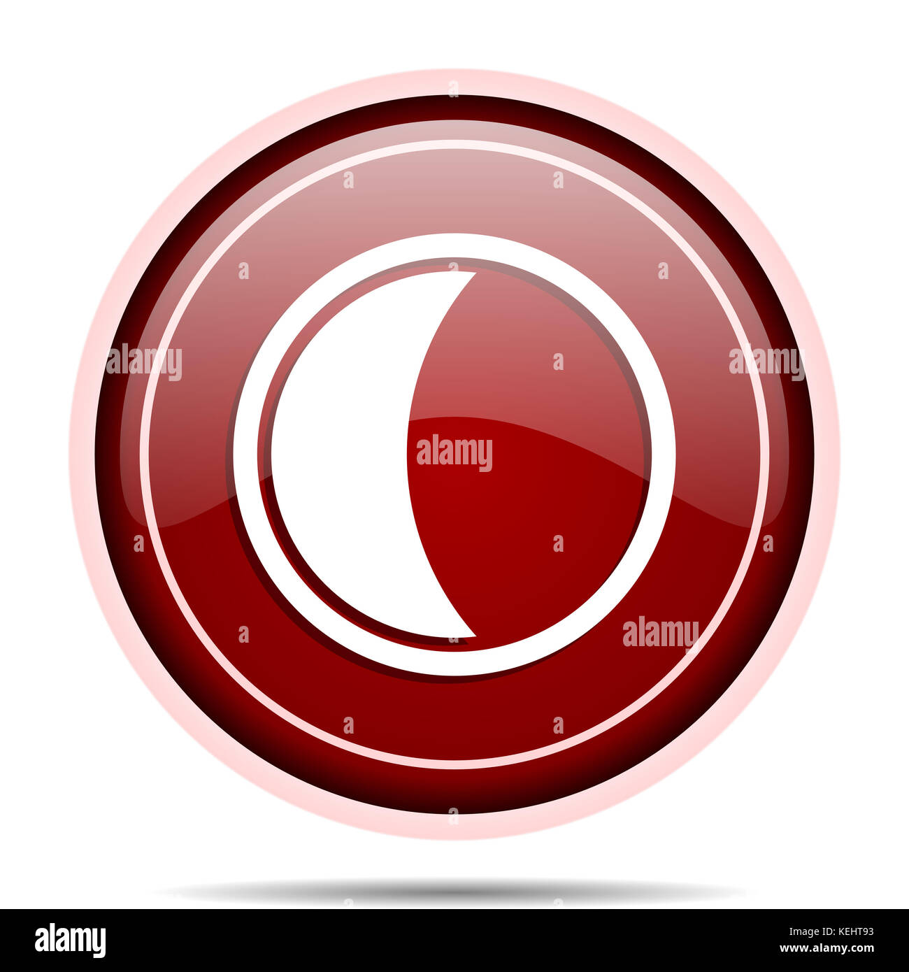 Moon red glossy round web icon. Circle isolated internet button for ...